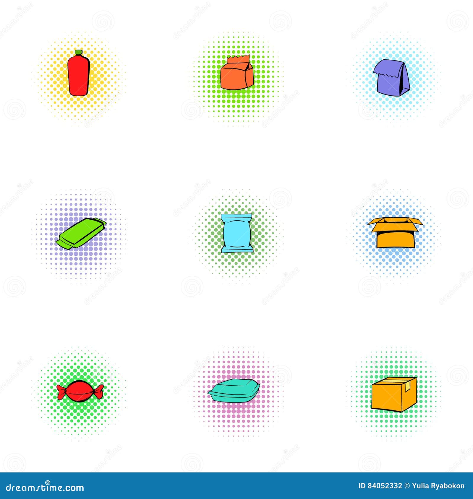Packing Icons Set, Pop-art Style Stock Vector - Illustration of package ...