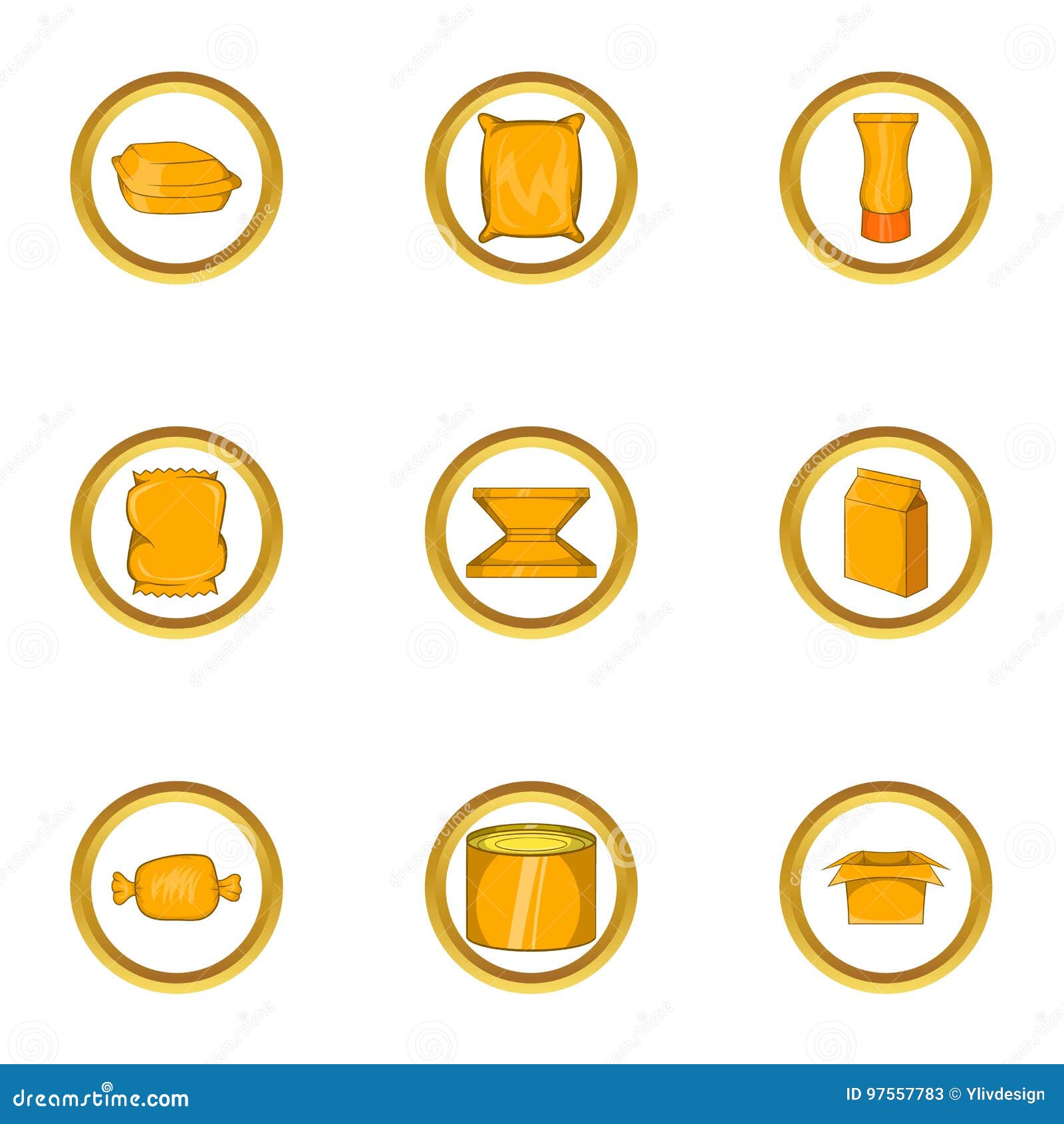 Packing Industry Icon Set, Cartoon Style Stock Vector - Illustration of ...