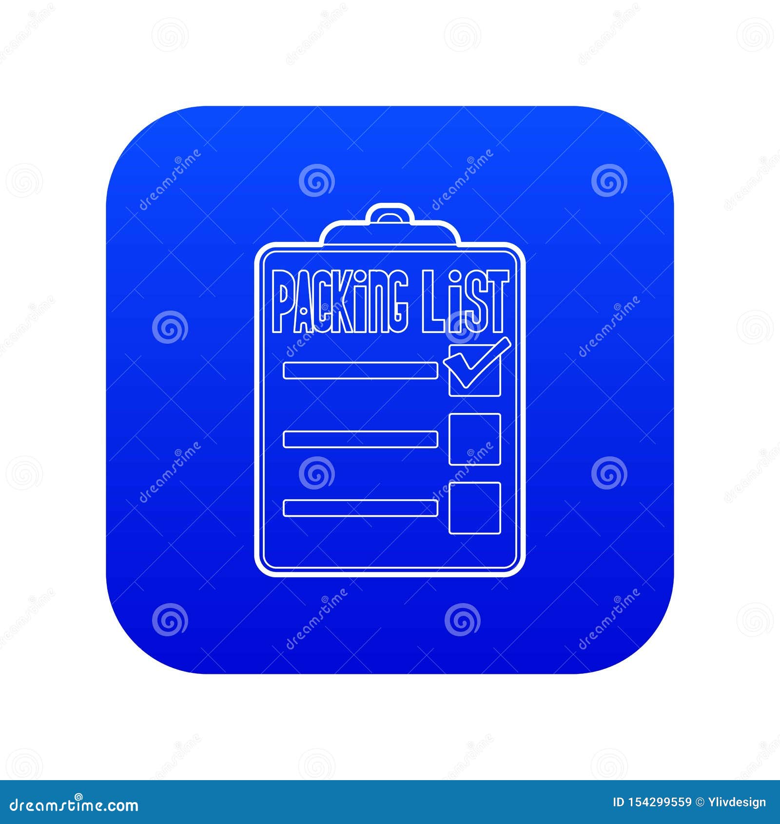 Packing List Icon Blue Vector Stock Vector - Illustration of note ...