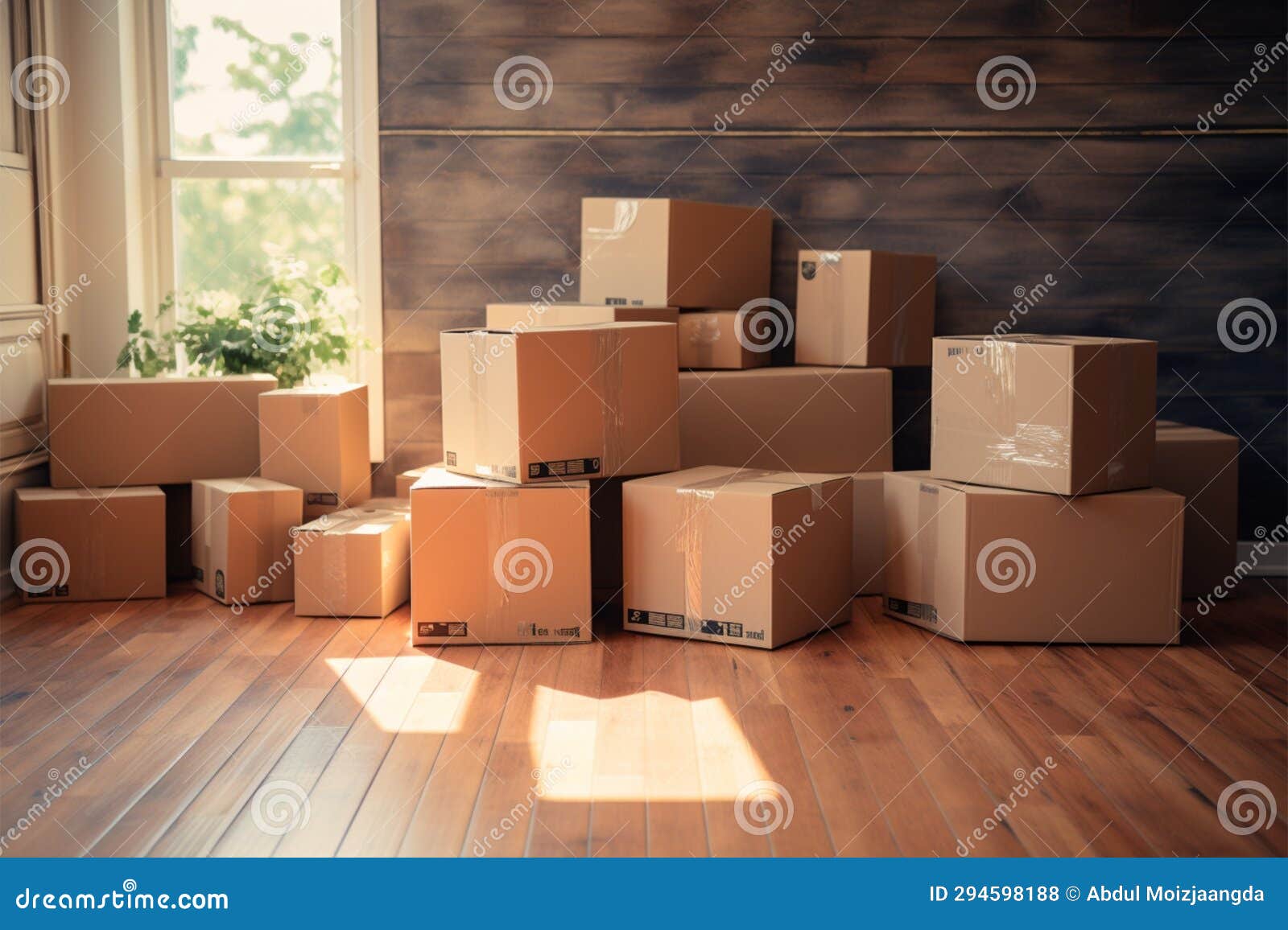 Packing for a Move, Boxes Sit on the Floor Awaiting Transportation ...