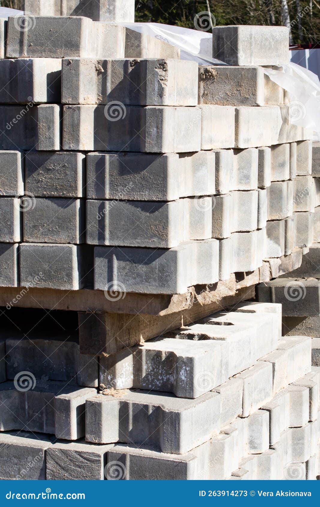 Packing of Paving Slabs Lies on Construction Site Stock Image - Image ...