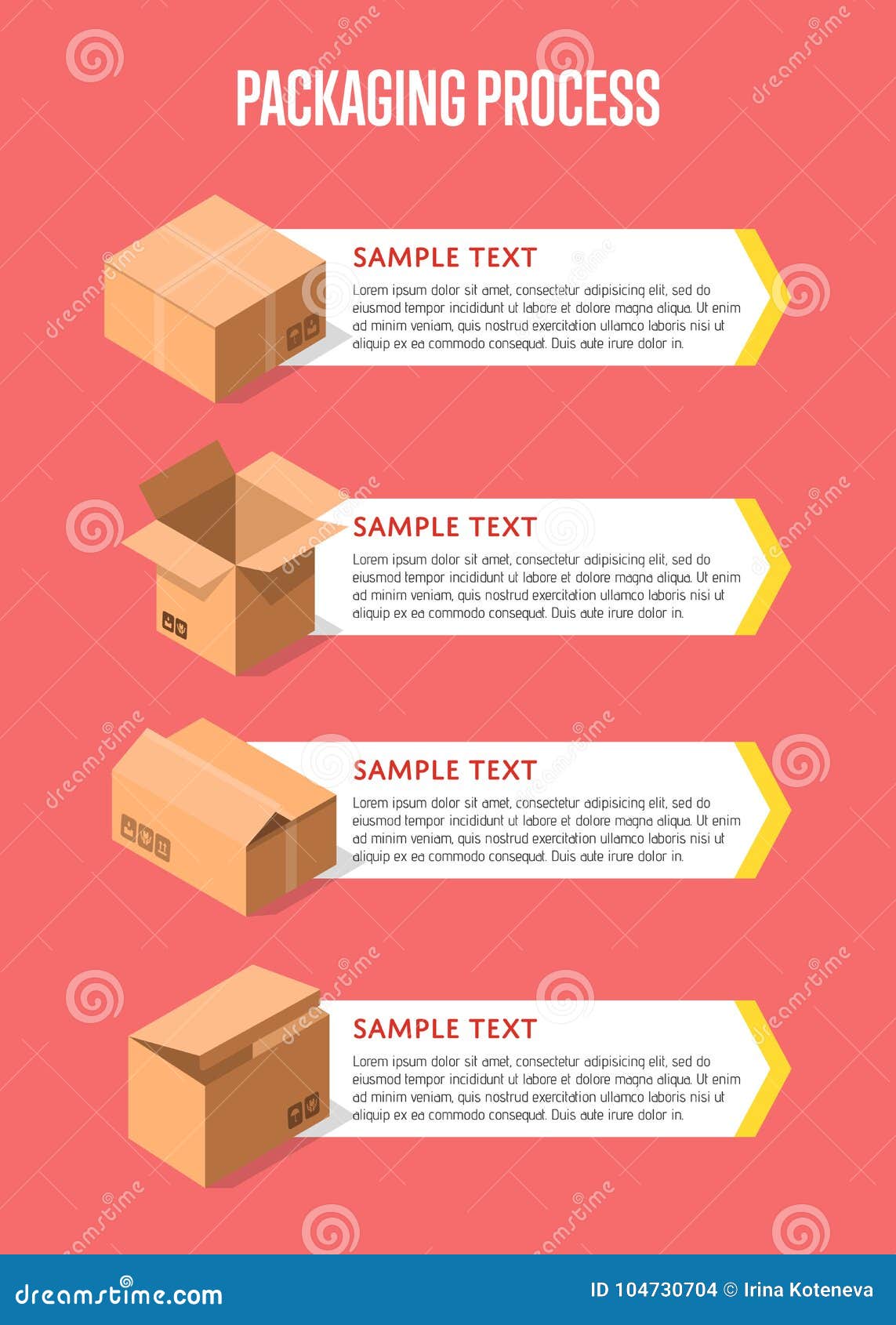 Packing Process Banner with Paper Boxes Stock Vector - Illustration of ...