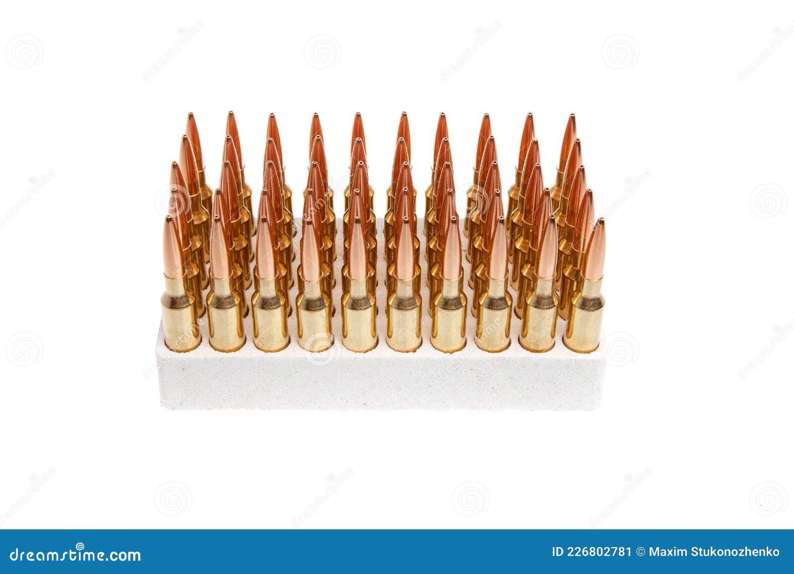 Packing of Rifle and Carbine Cartridges. Ammunition for Weapons Stock ...