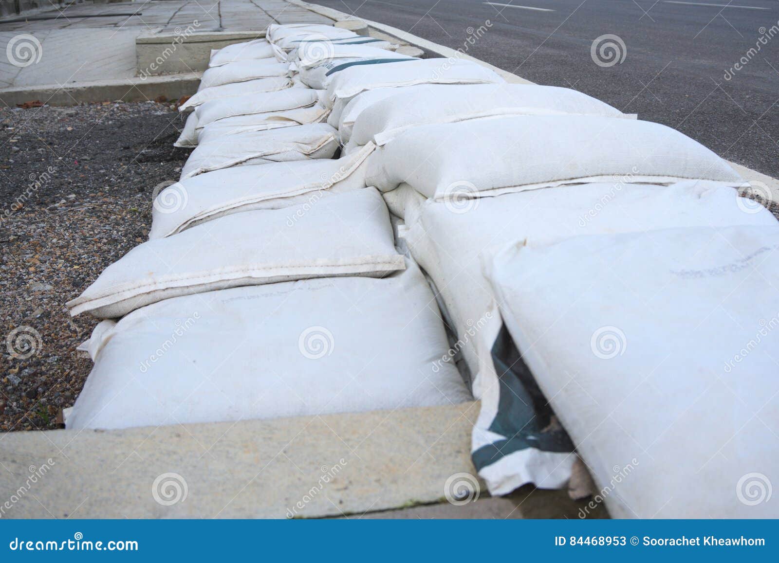 The packing sacks of sand. stock image. Image of wall - 84468953