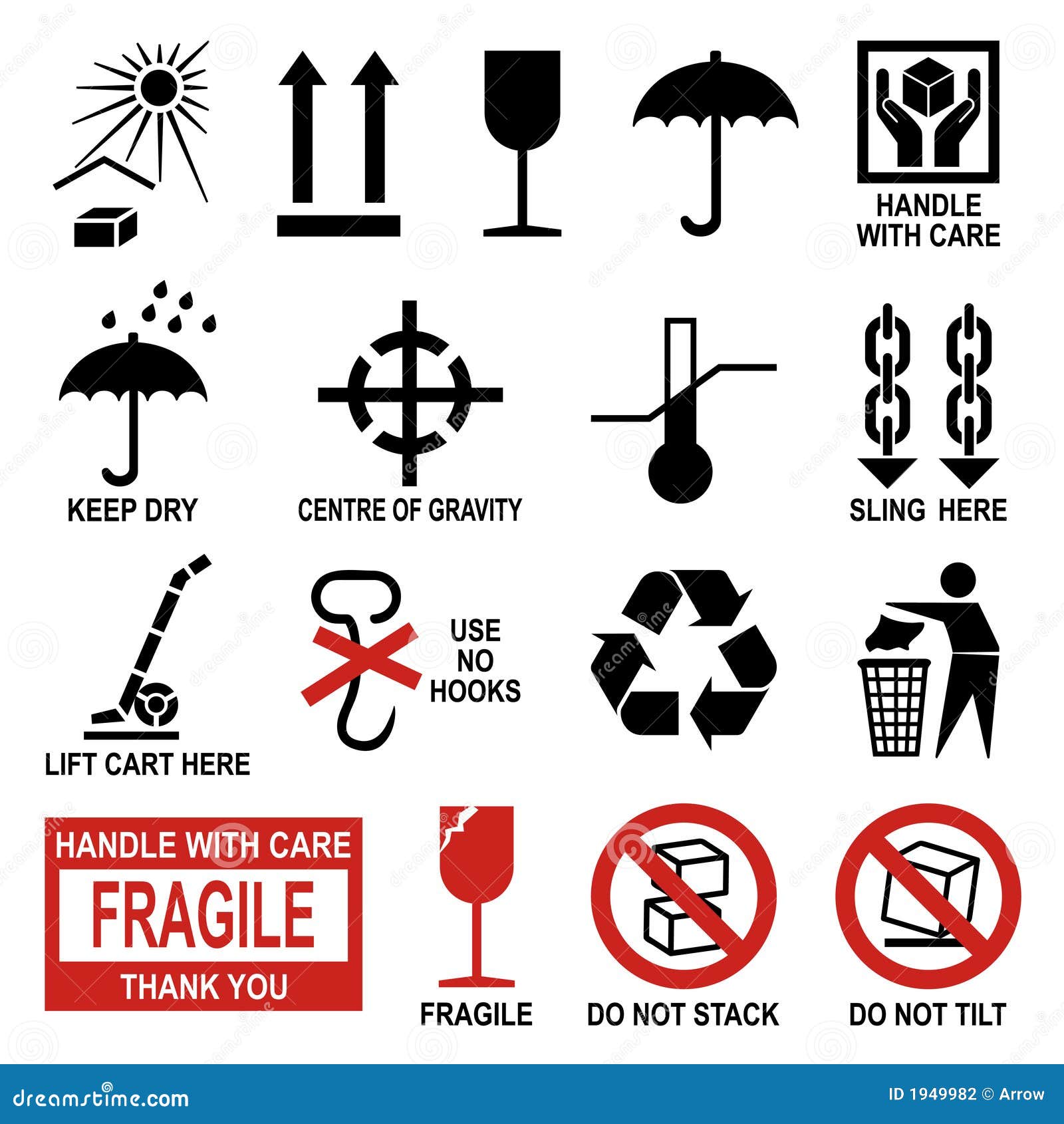 Packing and Shipping Symbols Stock Illustration - Illustration of ...