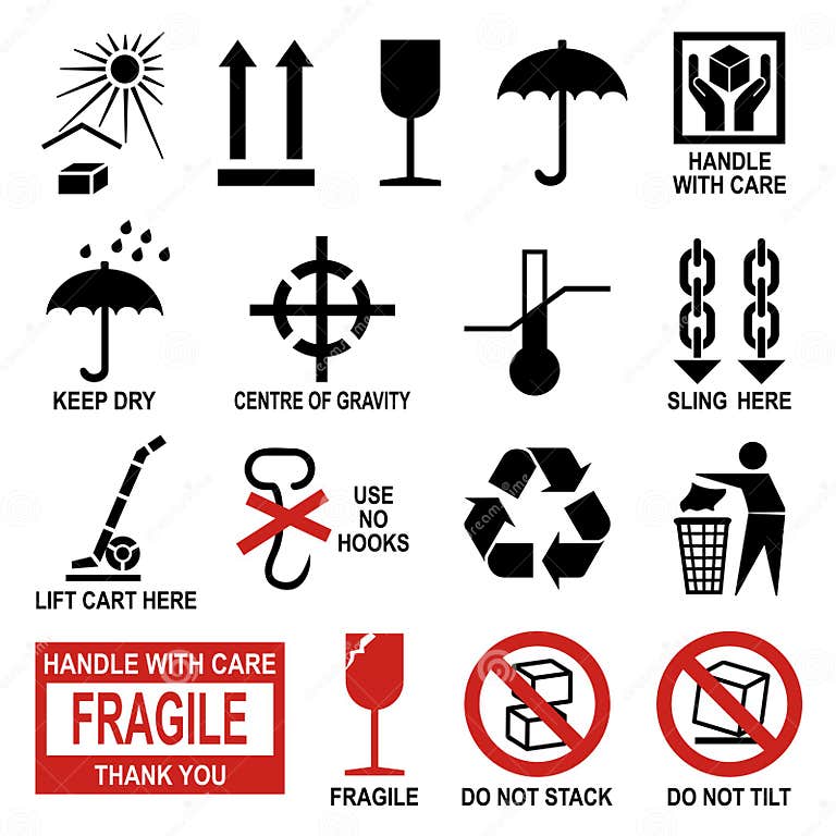 Packing and Shipping Symbols Stock Illustration - Illustration of ...