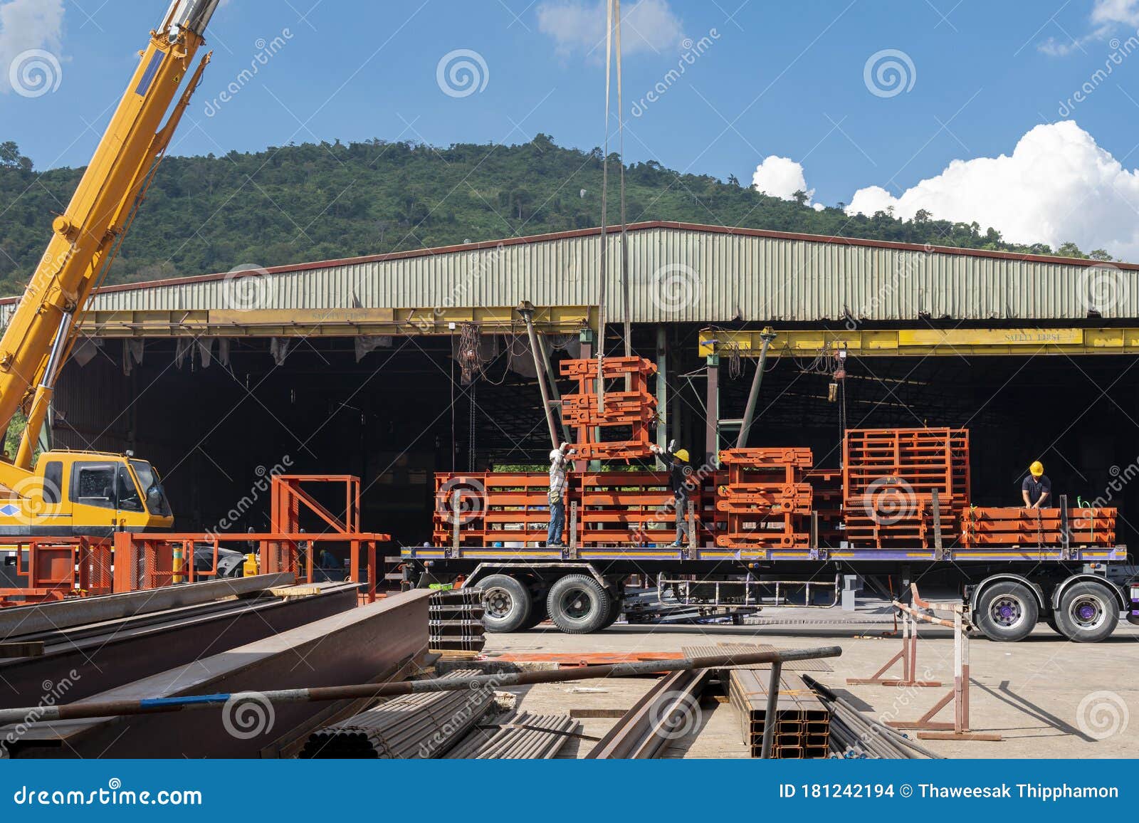 Packing the Structural Steel Pieces for Transportation To Site Stock ...