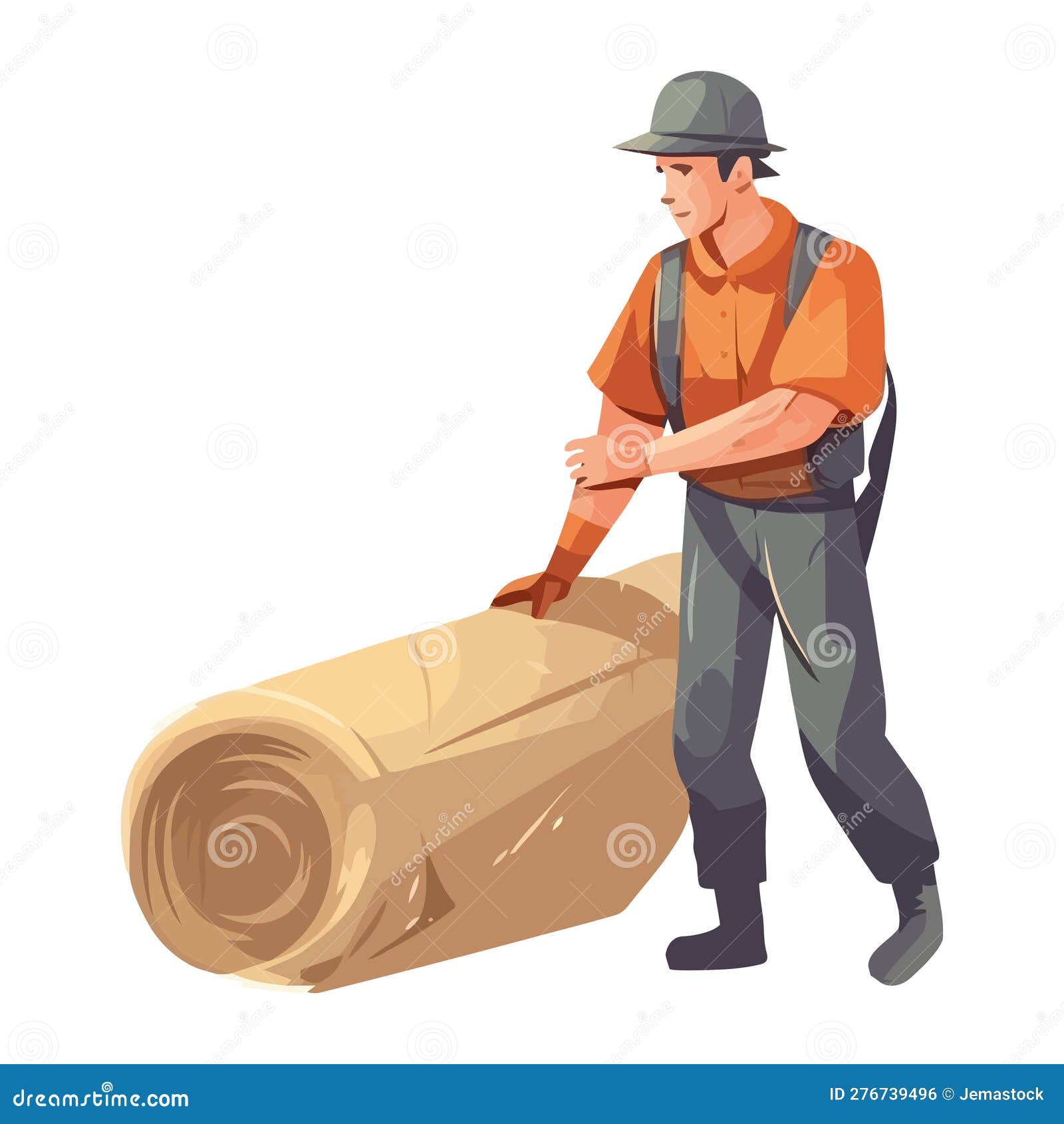 Packing Worker with Paper Roll Stock Vector - Illustration of business ...