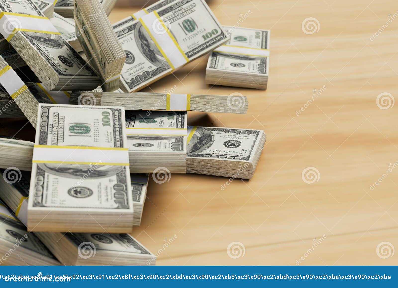 Packs of Cash Dollar Bills on a Wooden Background. Copy Paste, Copy ...