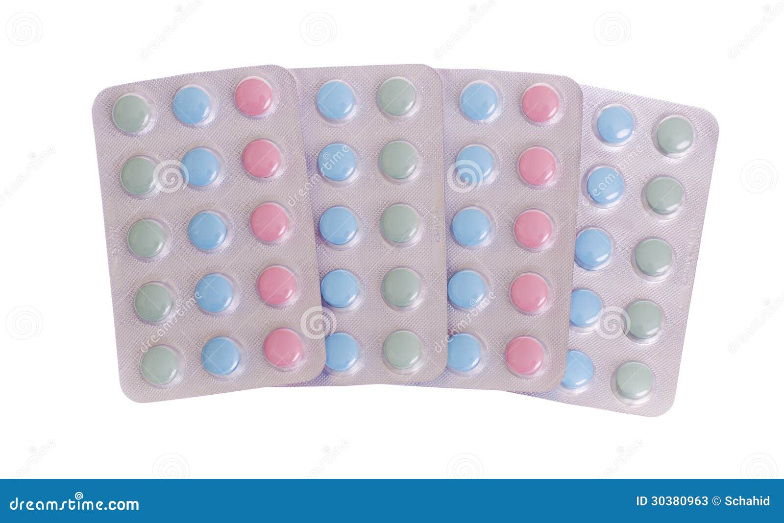 Packs with colored tablets stock image. Image of dose - 30380963