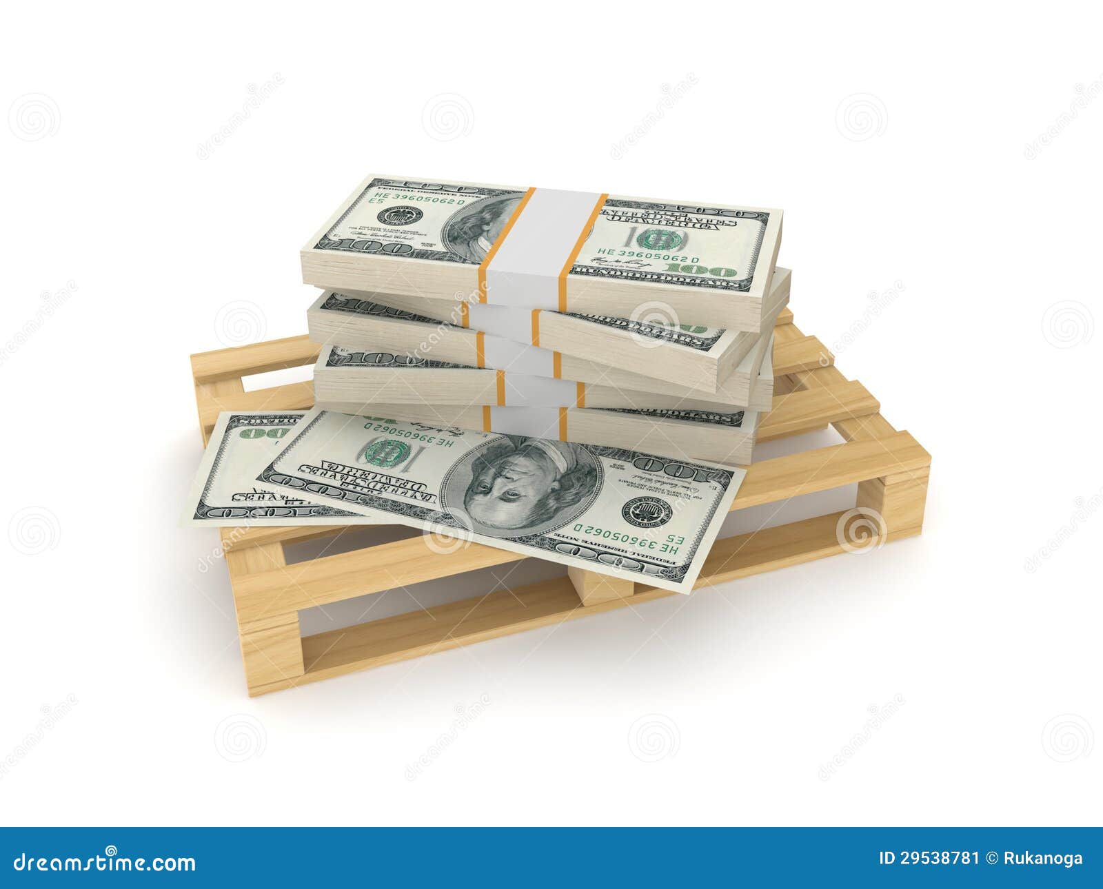 Packs of Dollars on a Pallet. Stock Illustration - Illustration of ...