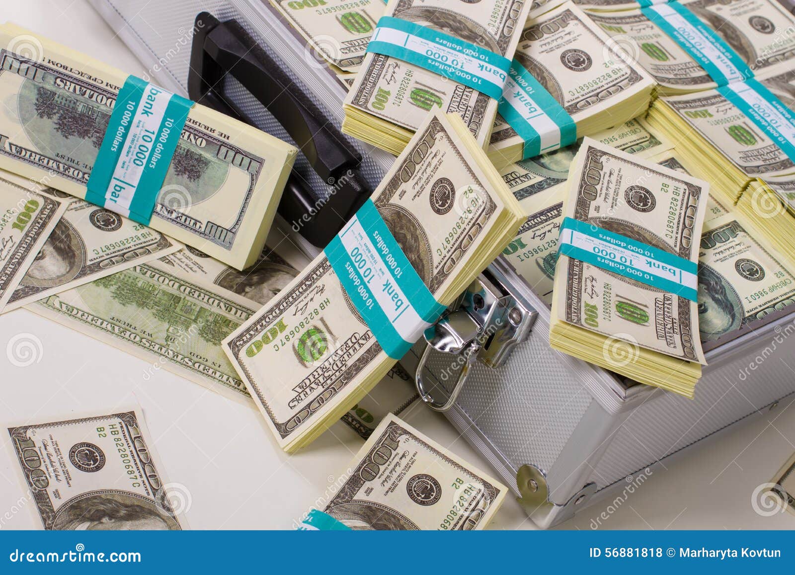 Packs of dollars. stock photo. Image of profit, briefcase - 56881818