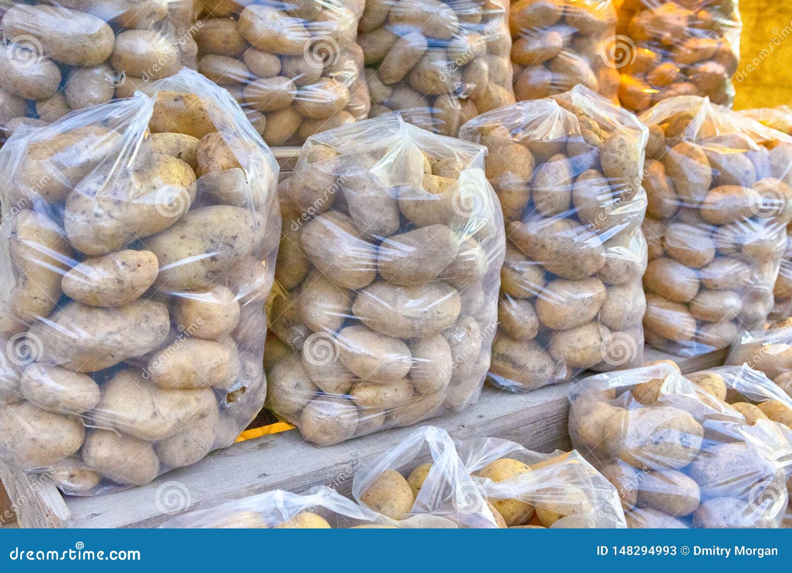 Packs of Fresh Potatoe on Display for Sale Stock Image - Image of food ...