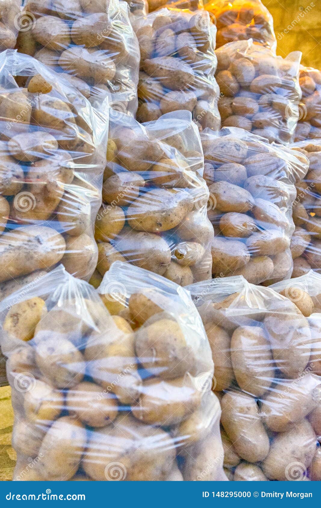 Packs of Fresh Potatoe on Display for Sale Stock Photo - Image of ...