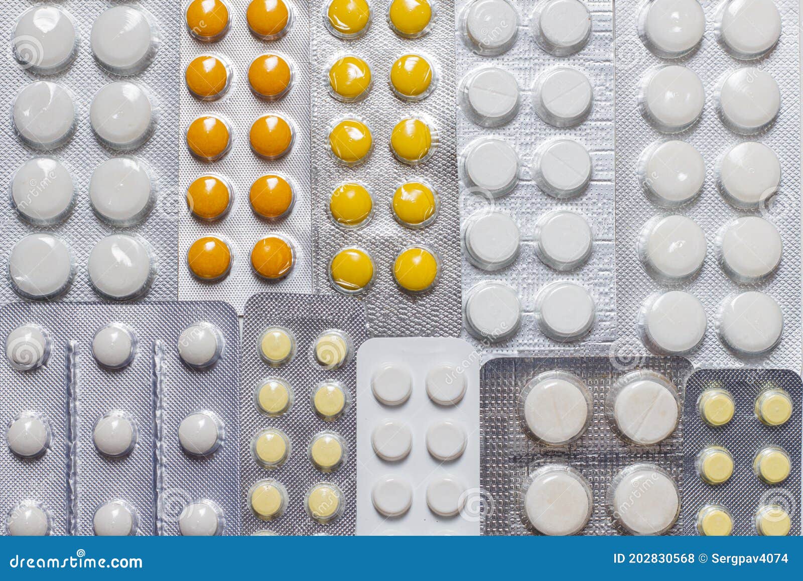 Packs of Multicolored Tablets of Different Sizes Stock Photo - Image of ...