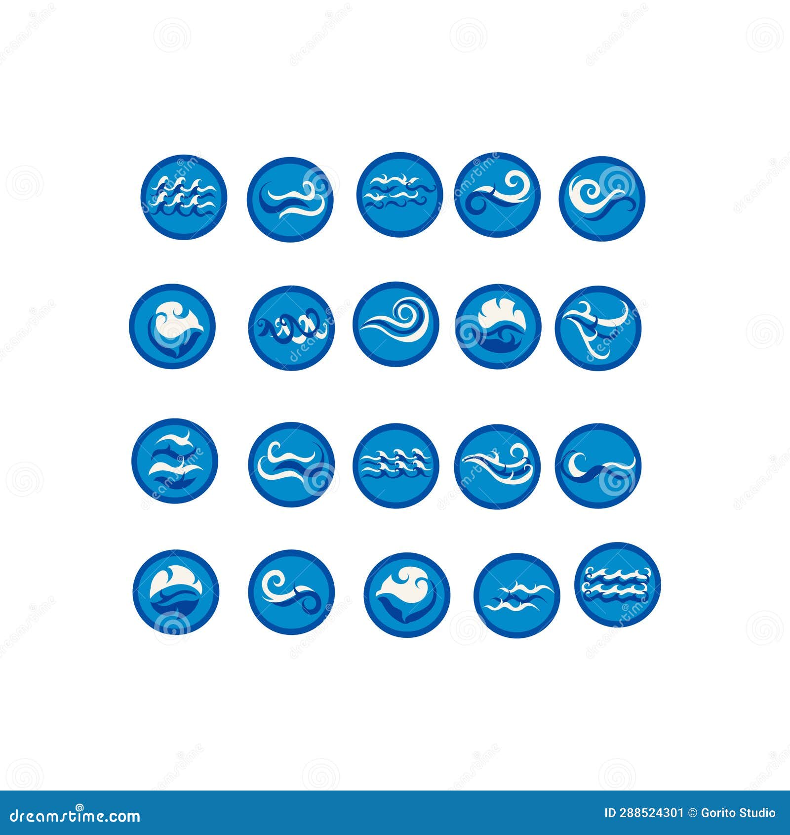 Packs Set of Ocean Wave Icon Vector Stock Illustration - Illustration ...