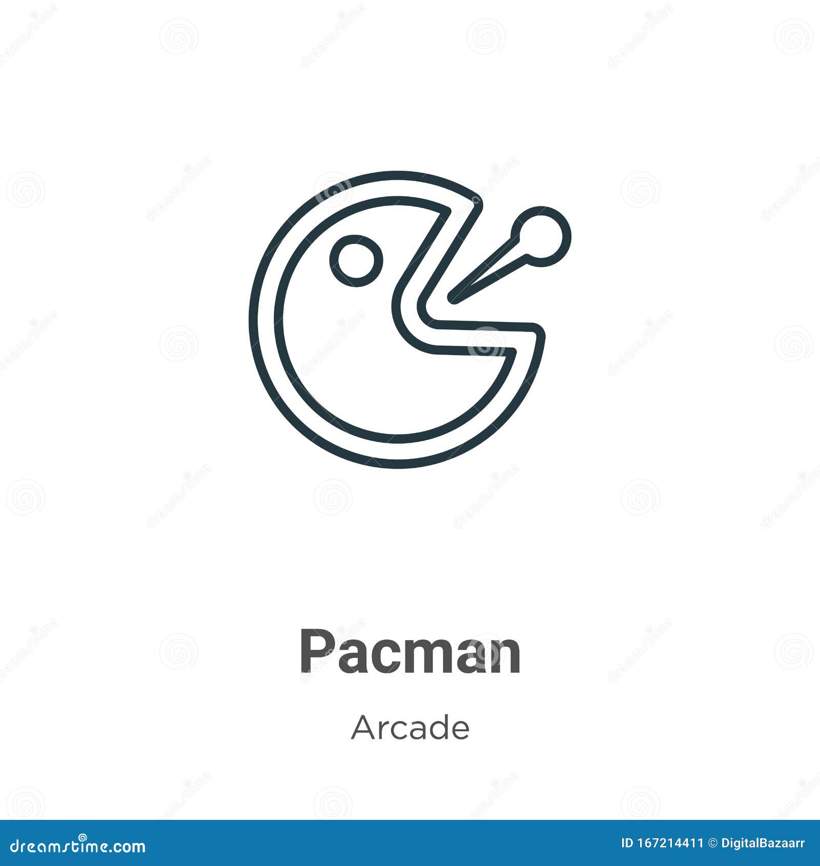 Pacman Outline Vector Icon. Thin Line Black Pacman Icon, Flat Vector ...