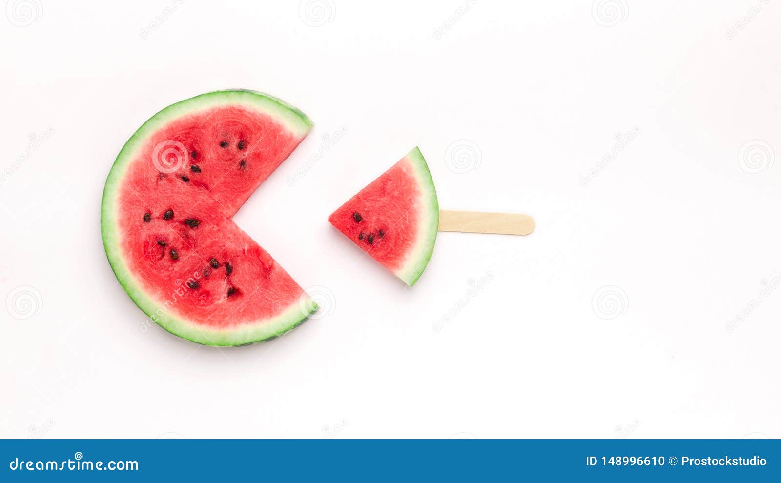 Pacman Watermelon Eating Small Fresh Fruit Popsicle Stock Photo - Image ...