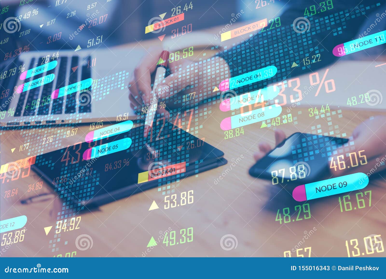 Pad with Big Data Interface Stock Image - Image of connections, device ...