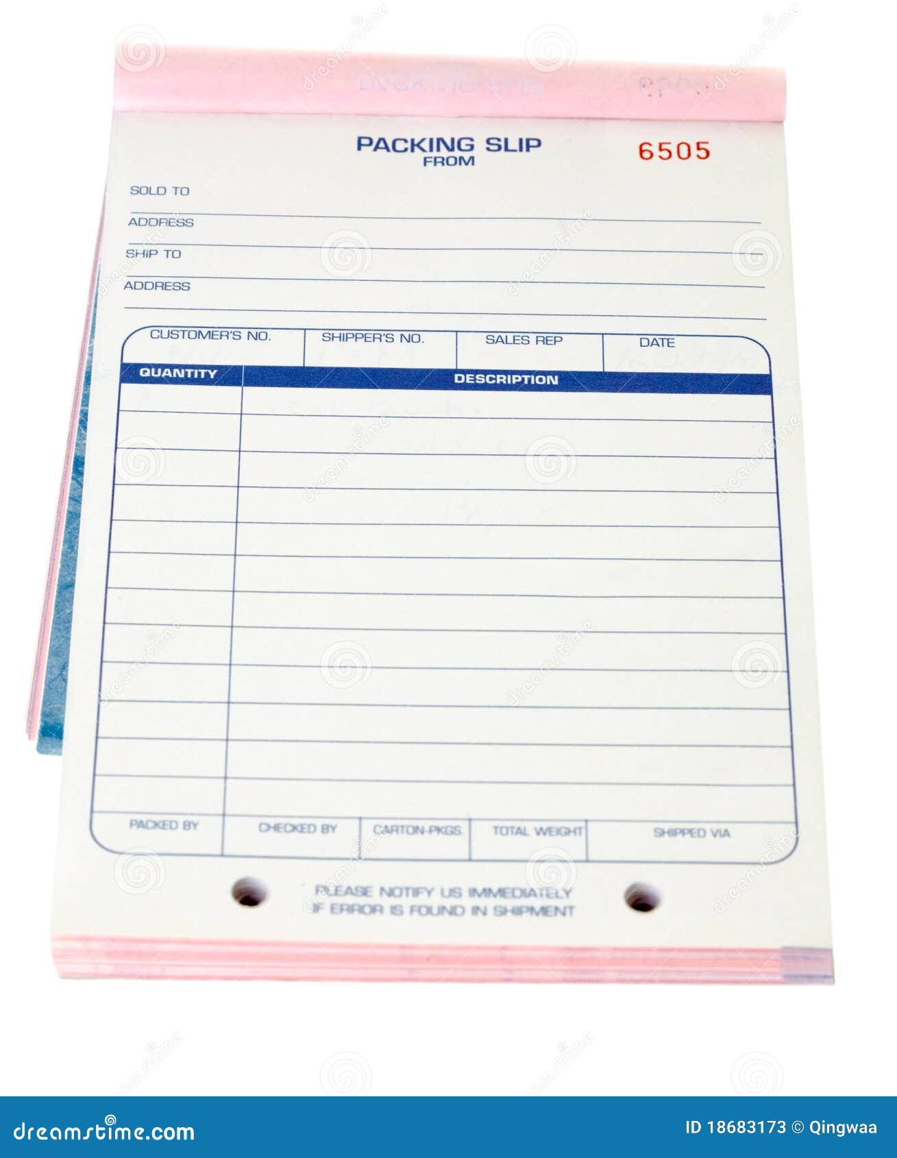 Pad Blank Packing Slips Invoices Isolated White Stock Image - Image of ...