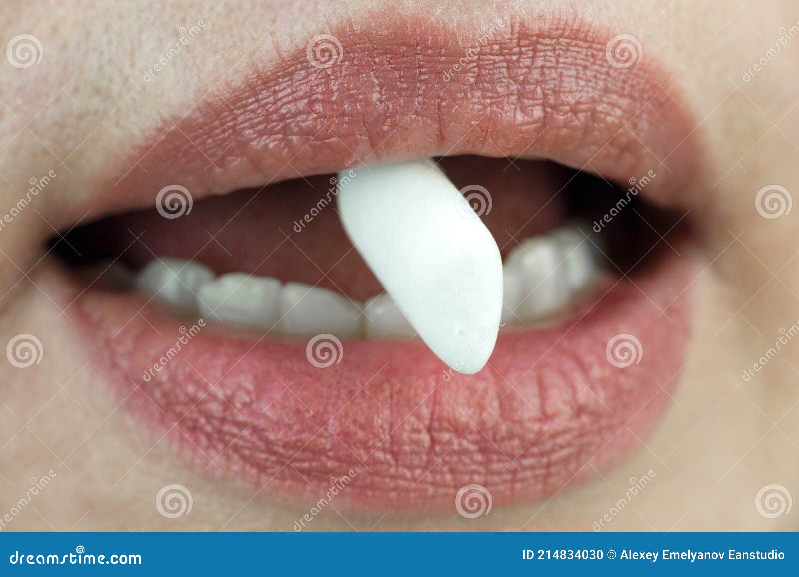 Pad of Chewing Gum between Teeth Stock Photo - Image of lifestyle ...