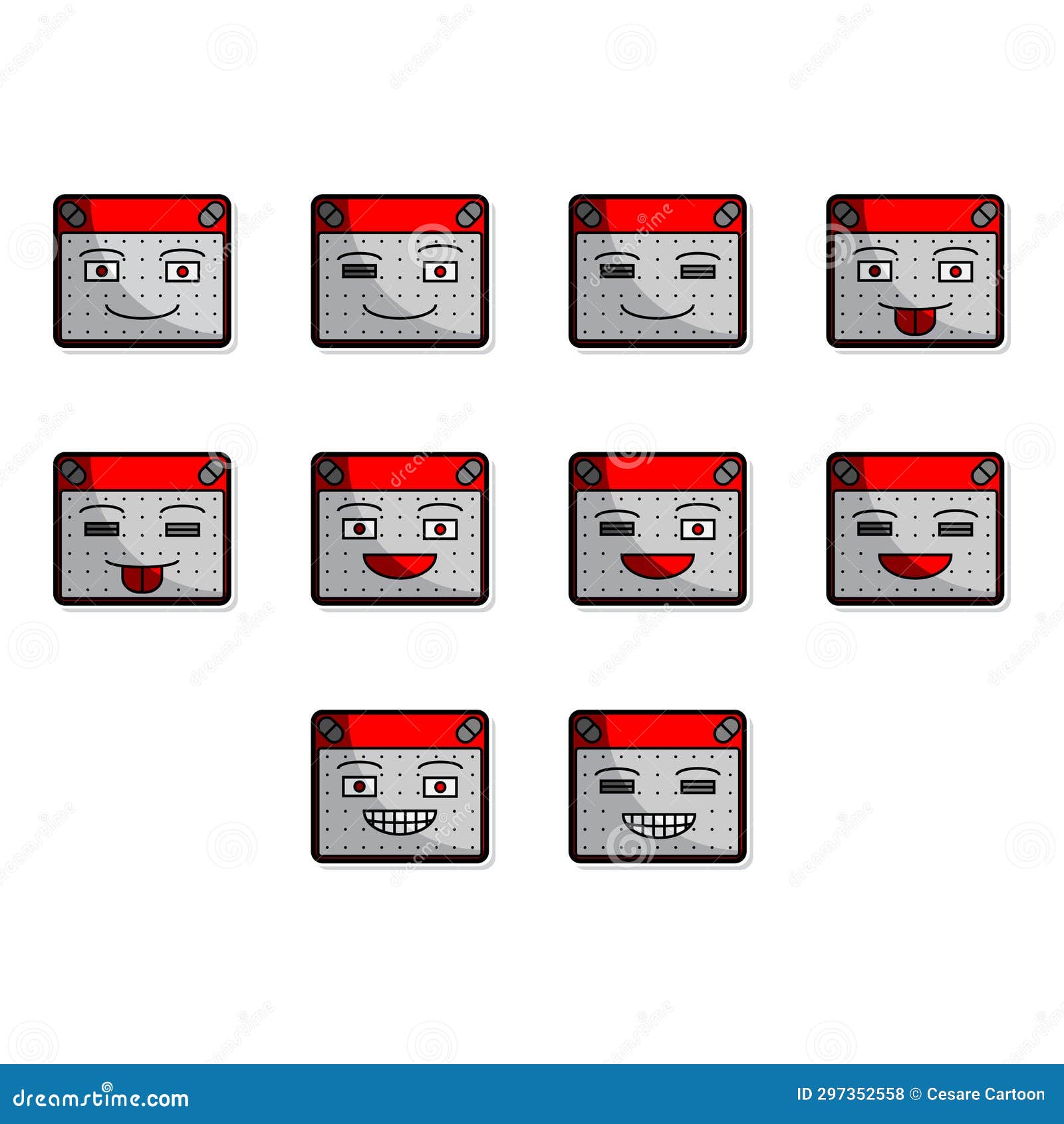 Pad happy emoticon set stock illustration. Illustration of flat - 297352558
