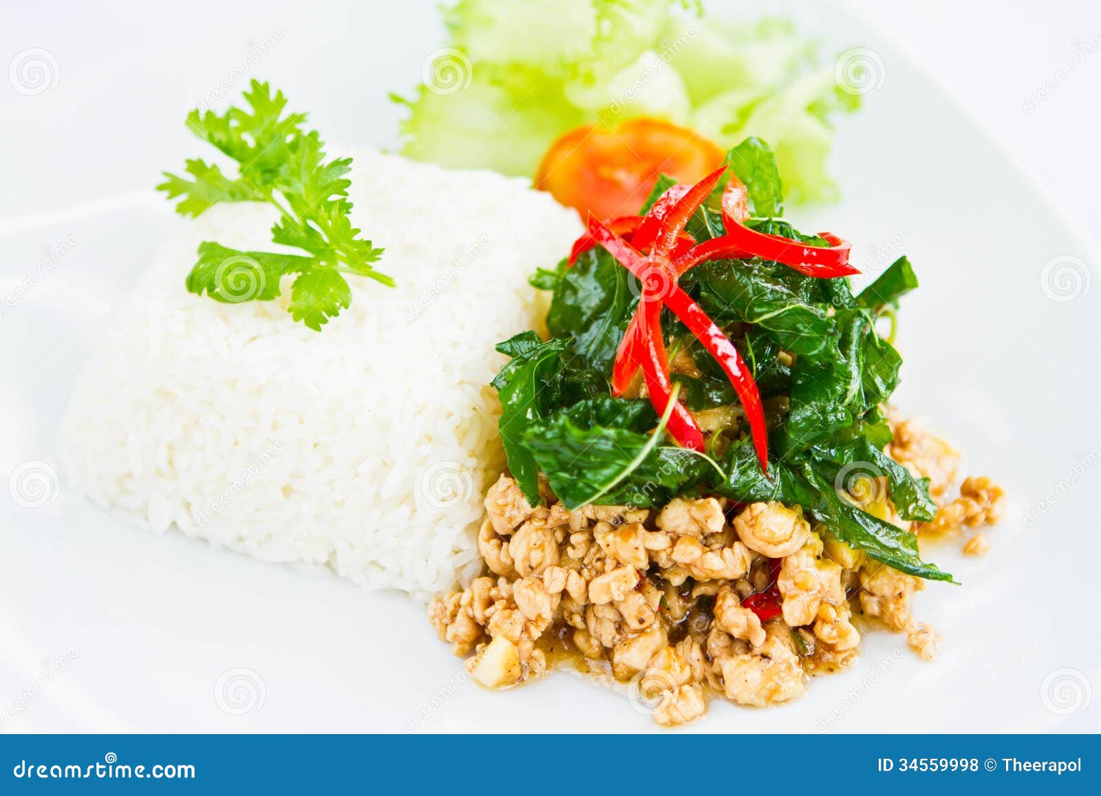 Pad Kaprao stock photo. Image of oriental, chicken, fresh - 34559998