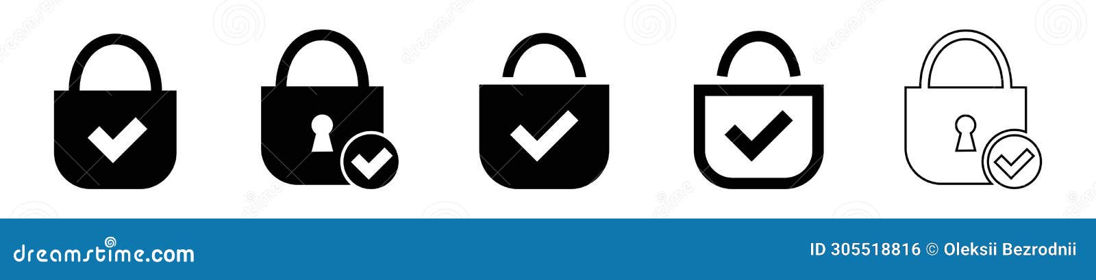 Pad Lock Check Mark Icon Line and Solid. Stock Vector - Illustration of ...