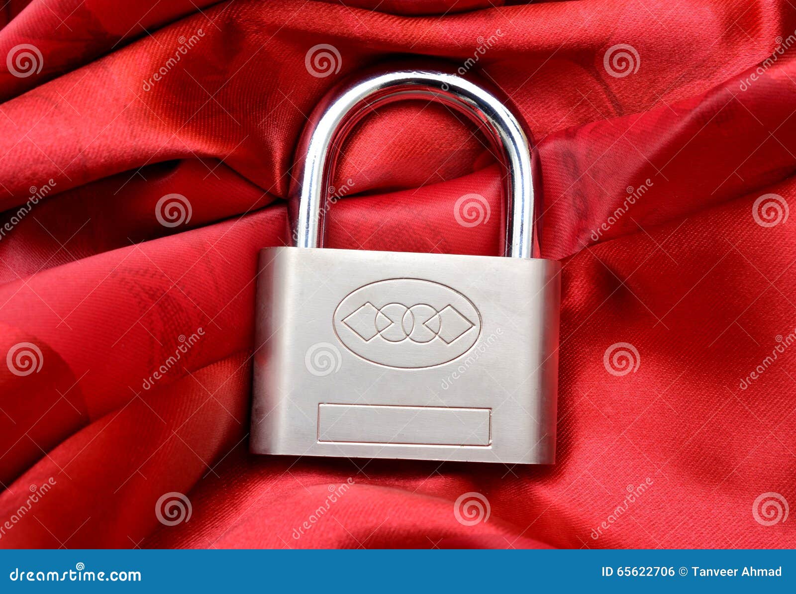 Pad Lock on Red Silk Cloth Close Up Stock Photo - Image of cylinder ...