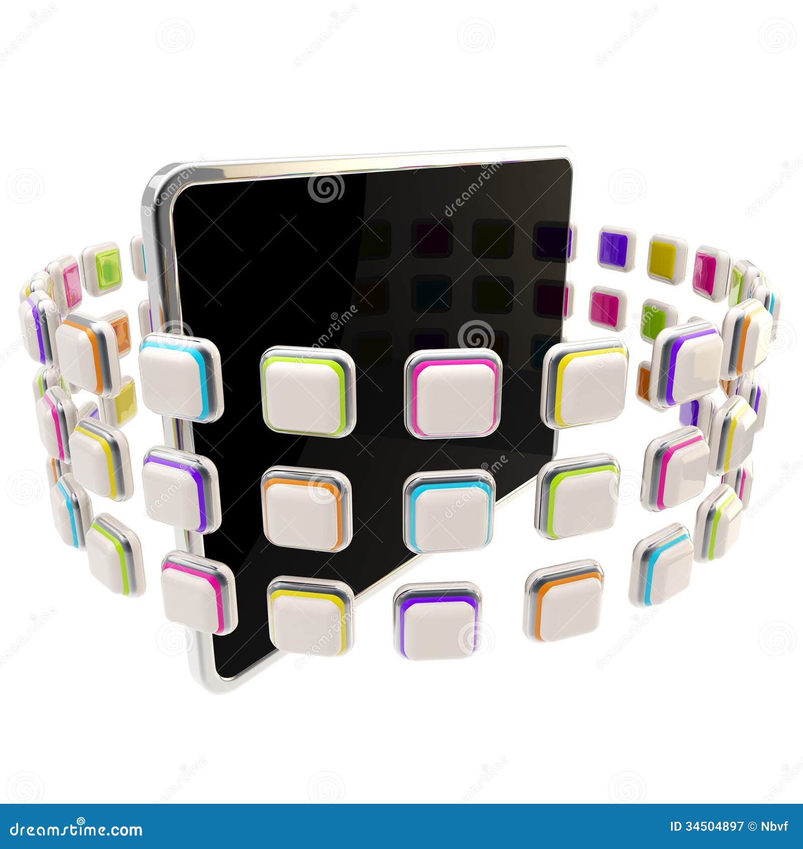 Pad Screen Surrounded with App Icons Stock Illustration - Illustration ...