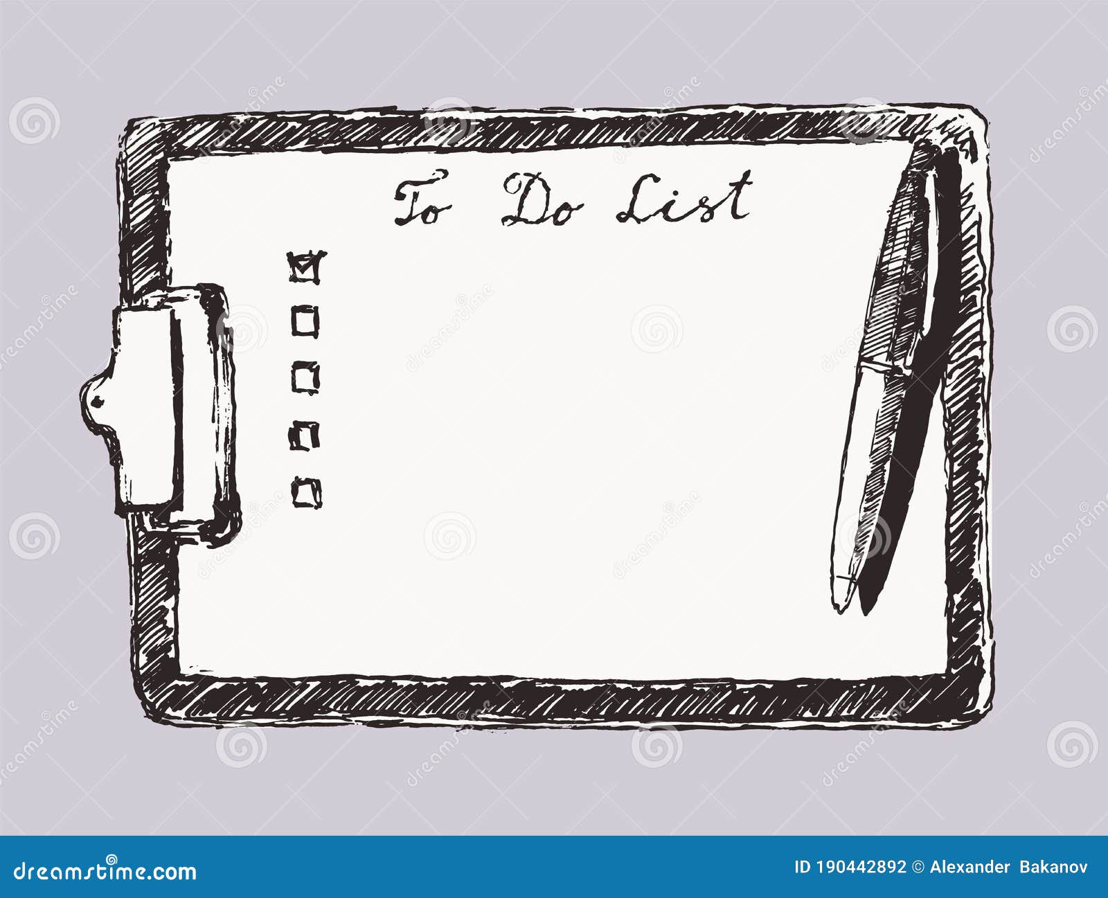 Pad Tablet To-do List Empty Copy Space Vector Draw Stock Vector ...