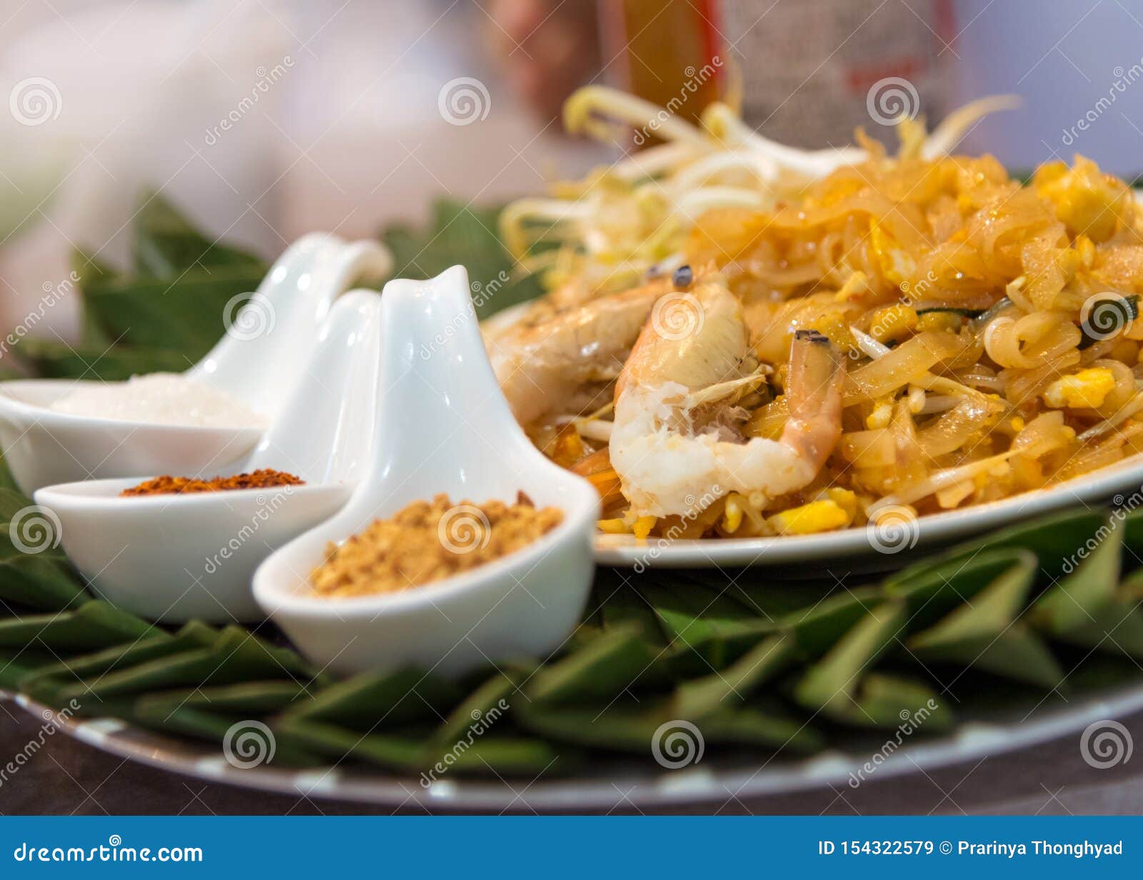 Pad Thai Goong Sod Fried Rice Sticks with Shrimp Stock Image - Image of ...