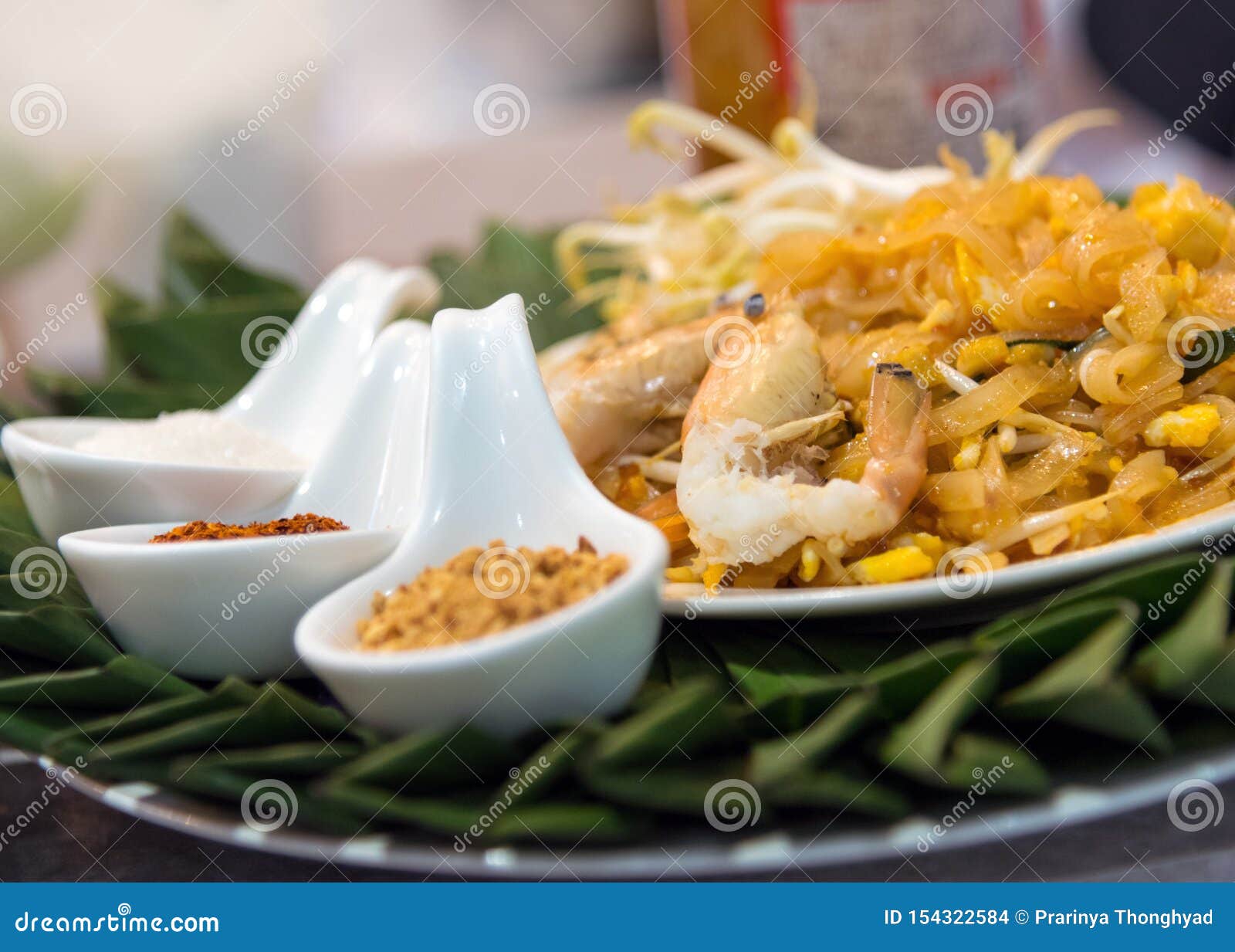 Pad Thai Goong Sod Fried Rice Sticks with Shrimp Stock Photo - Image of ...