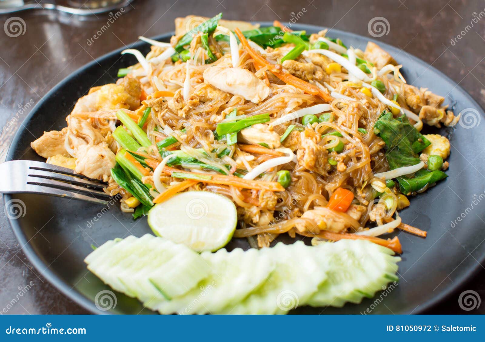 Pad Thai Meal Served on a Plate Stock Photo - Image of noodle, asian ...