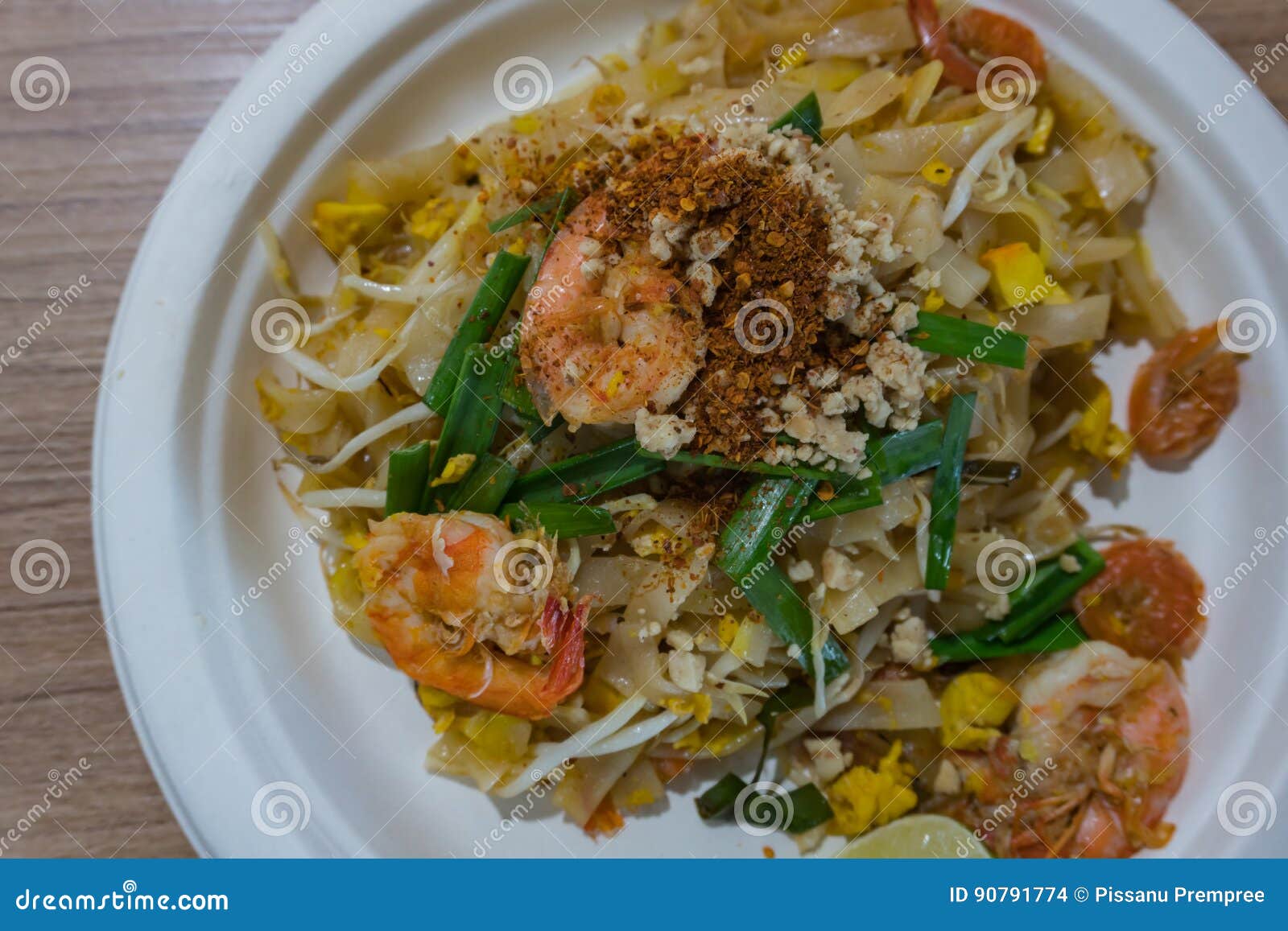 Pad Thai Thai Fried Rice Sticks with Shrimp Stock Photo - Image of ...