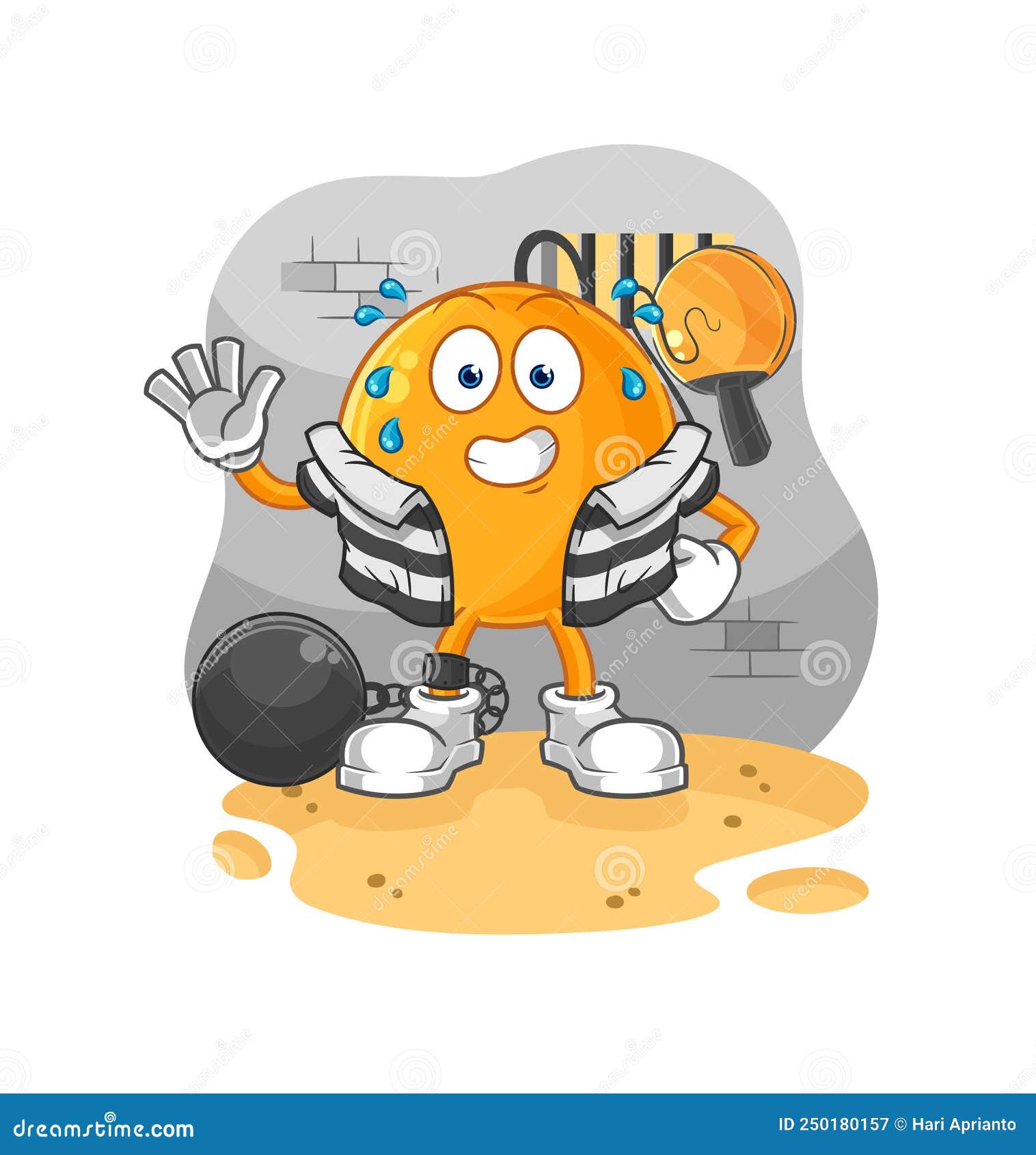 Paddle Ball Criminal in Jail. Cartoon Character Stock Vector ...