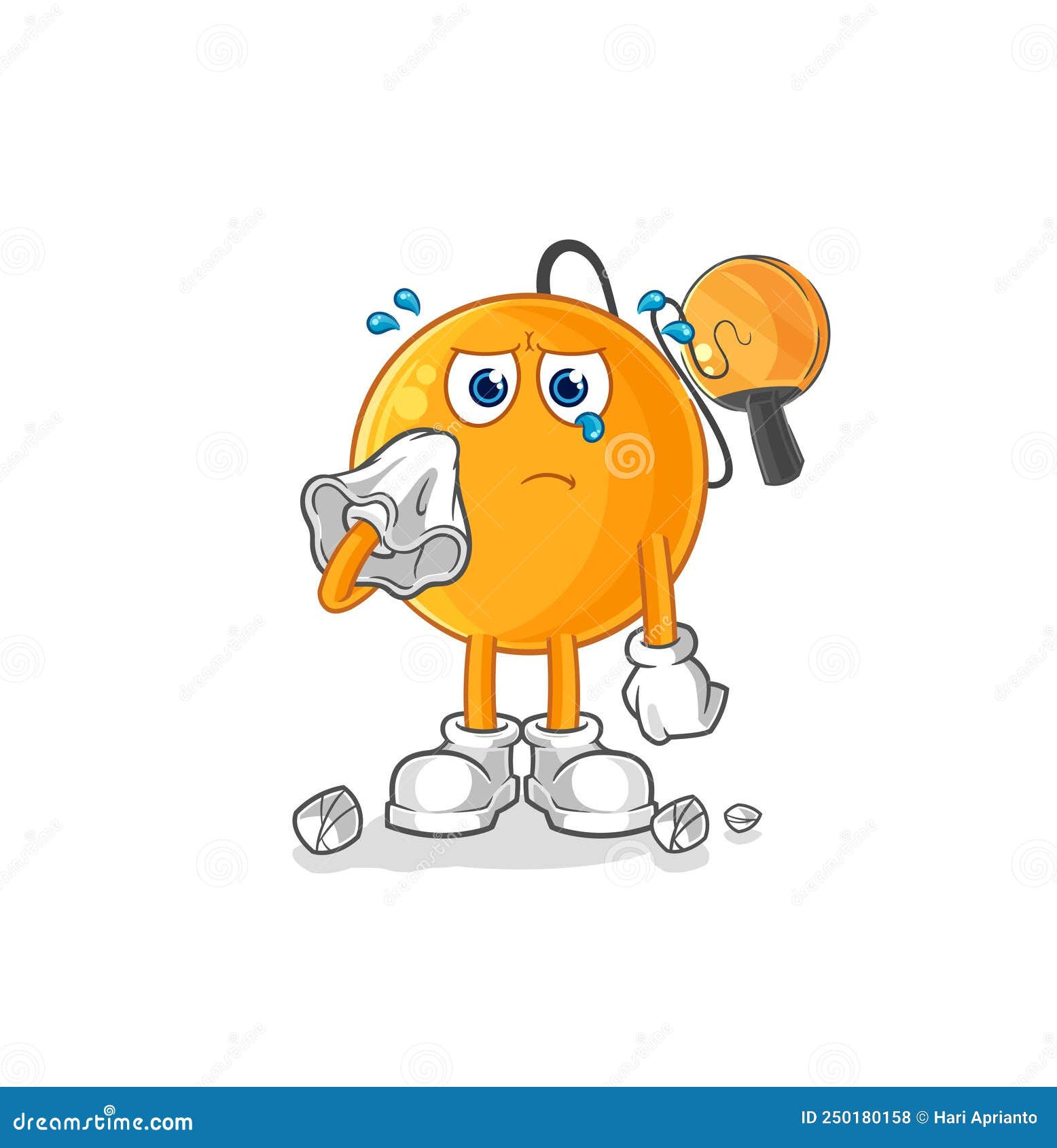 Paddle Ball Cry with a Tissue. Cartoon Mascot Vector Stock Vector ...
