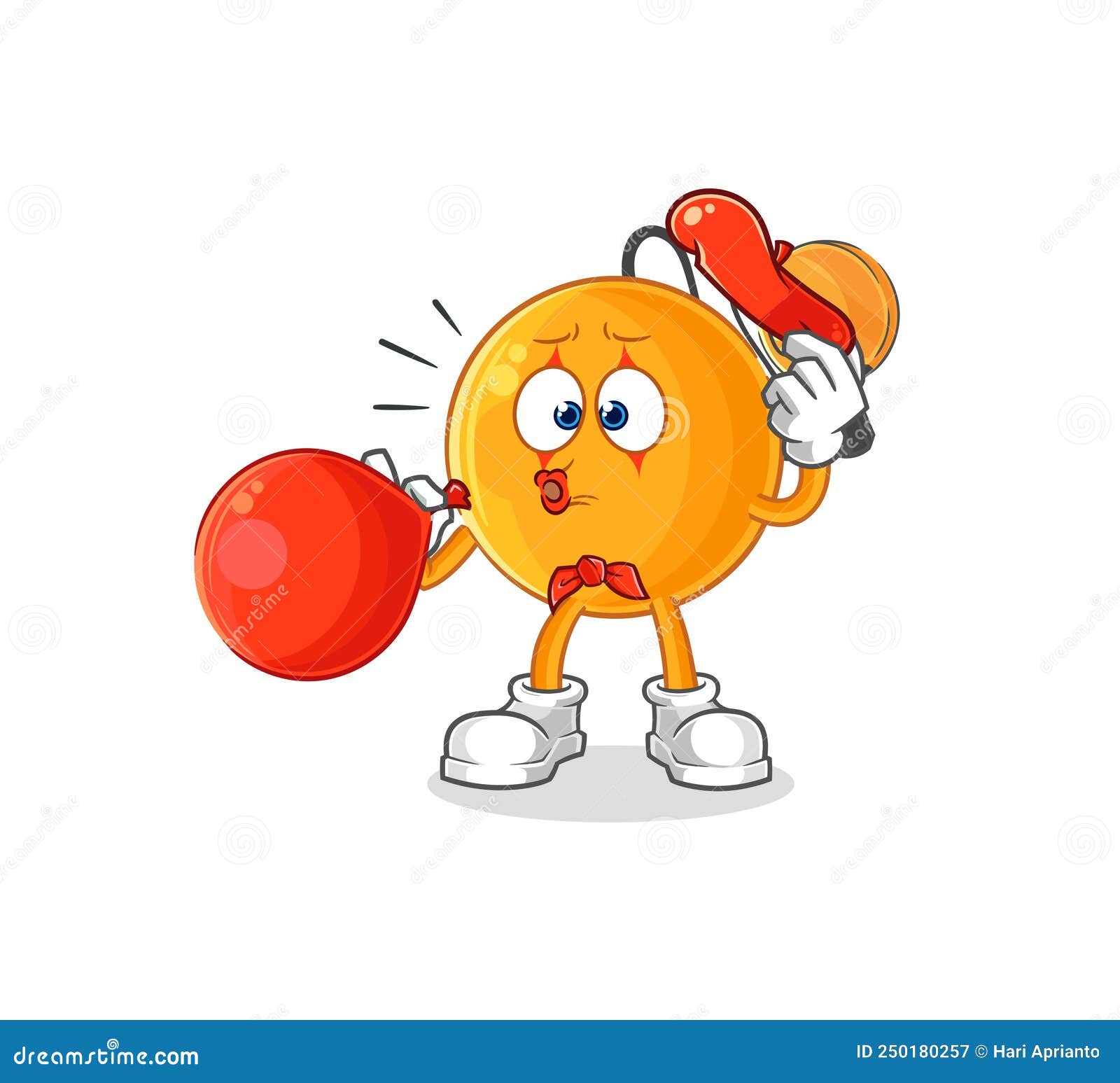 Paddle Ball Pantomime Blowing Balloon. Cartoon Mascot Vector Stock ...