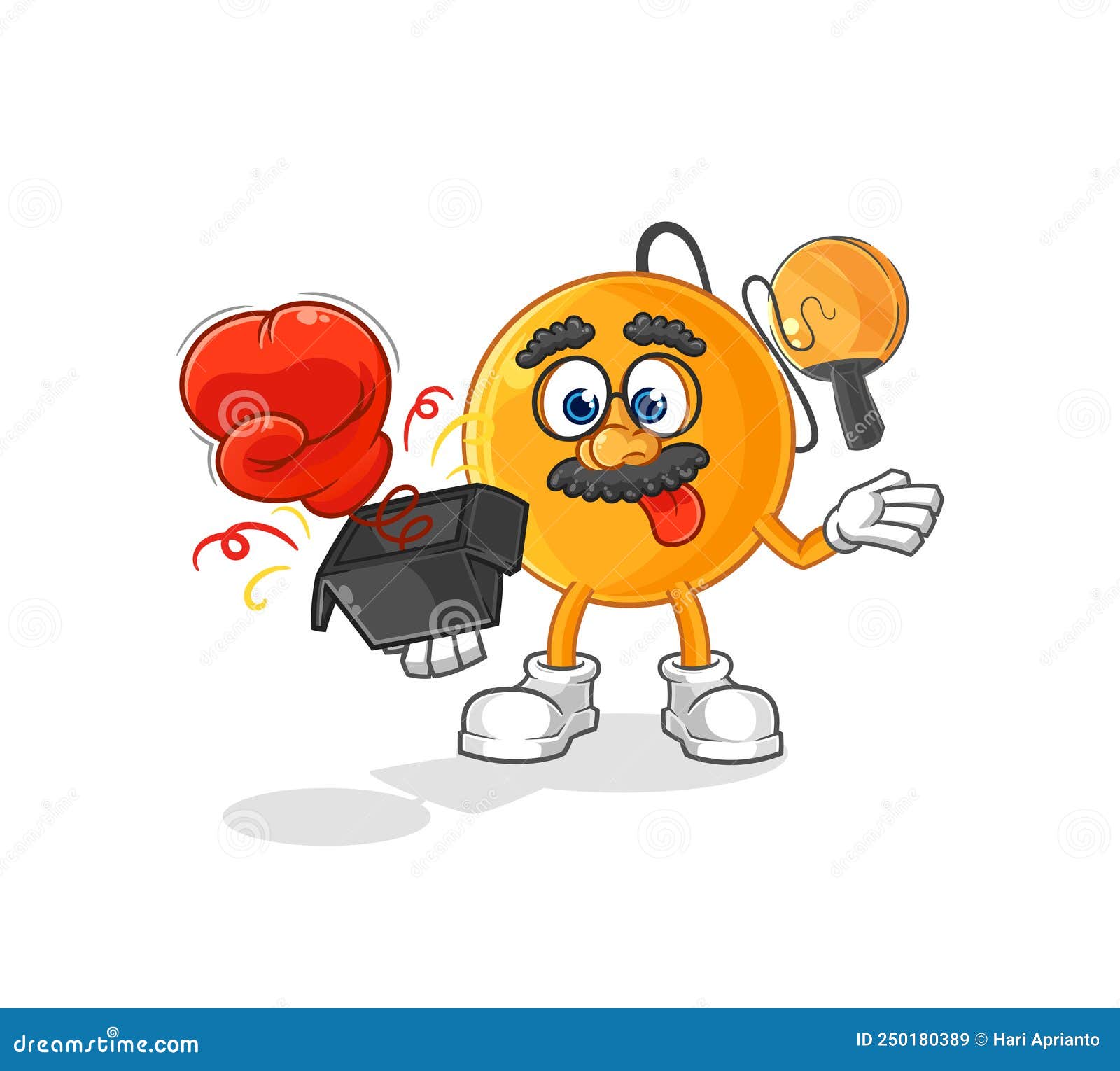 Paddle Ball Prank Glove in the Box. Cartoon Mascot Stock Vector ...