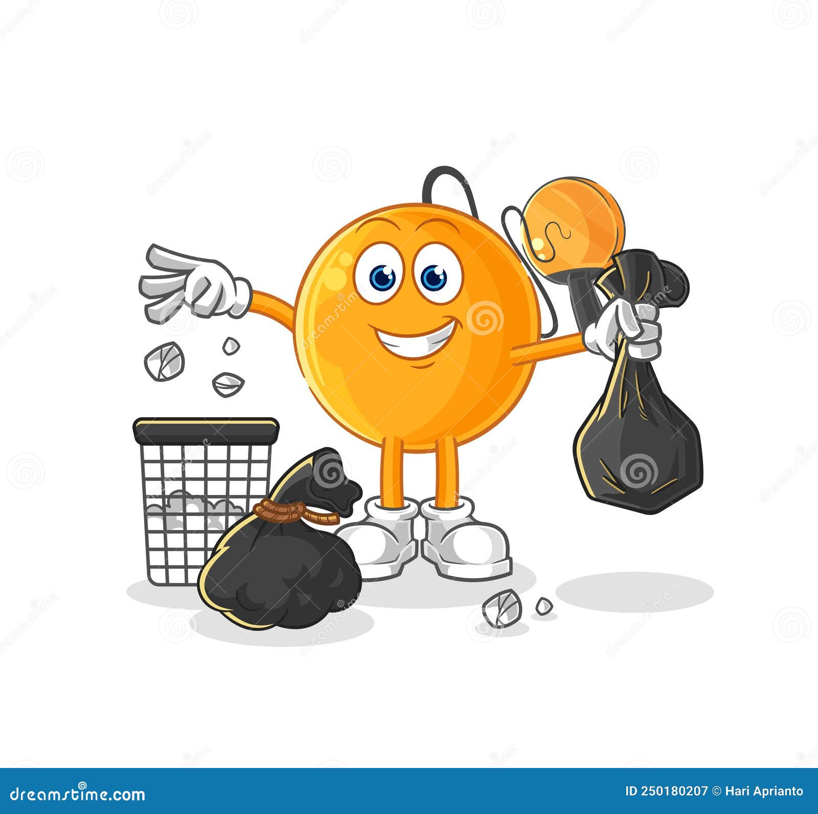 Paddle Ball Throw Garbage Mascot. Cartoon Vector Stock Vector ...