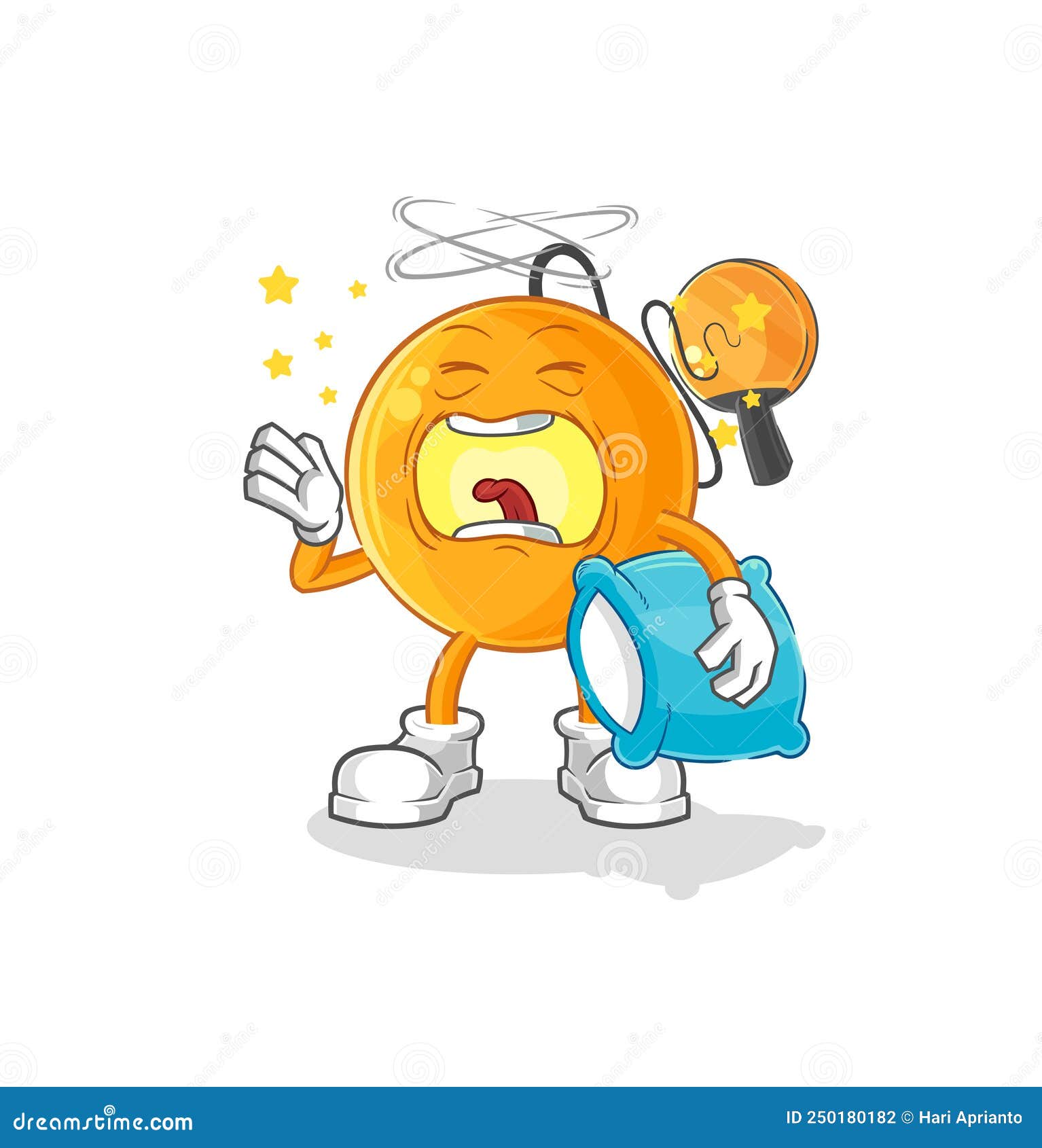 Paddle Ball Yawn Character. Cartoon Mascot Vector Stock Vector ...