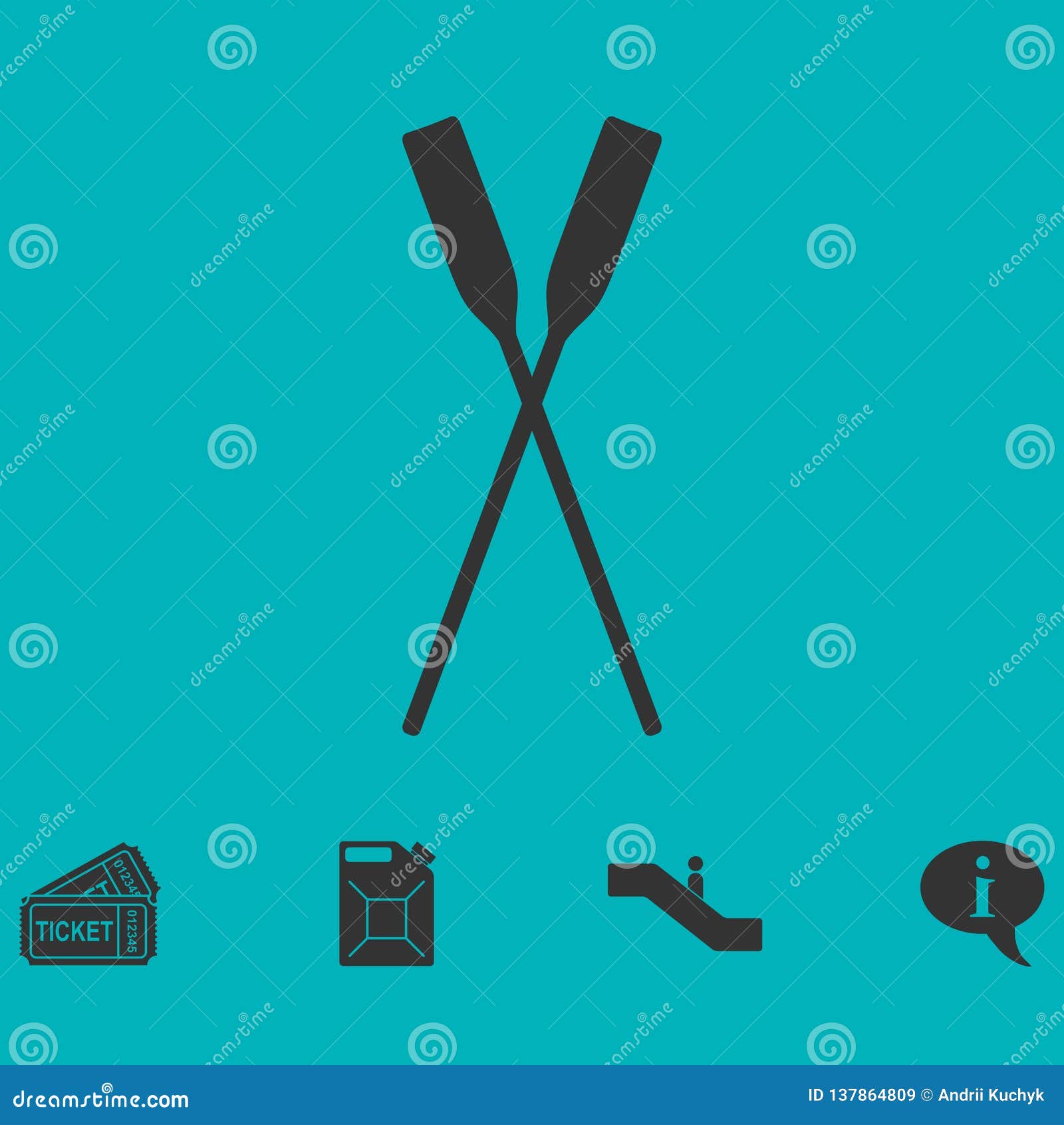 Paddle icon flat stock vector. Illustration of propulsion - 137864809