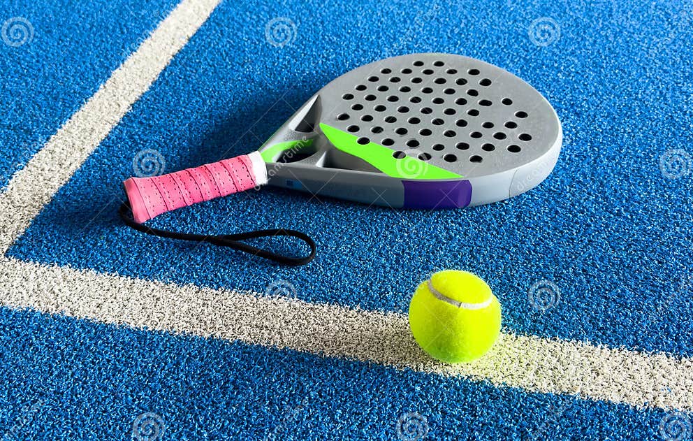 Paddle Objects on Blue Court Stock Photo - Image of object, yellow ...