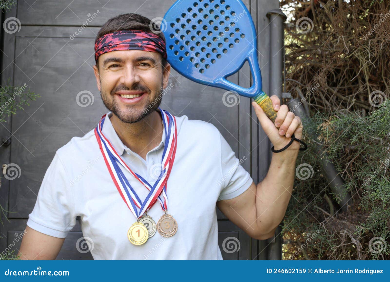 Paddle Player Holding a Bunch of Medals Stock Image - Image of athlete ...