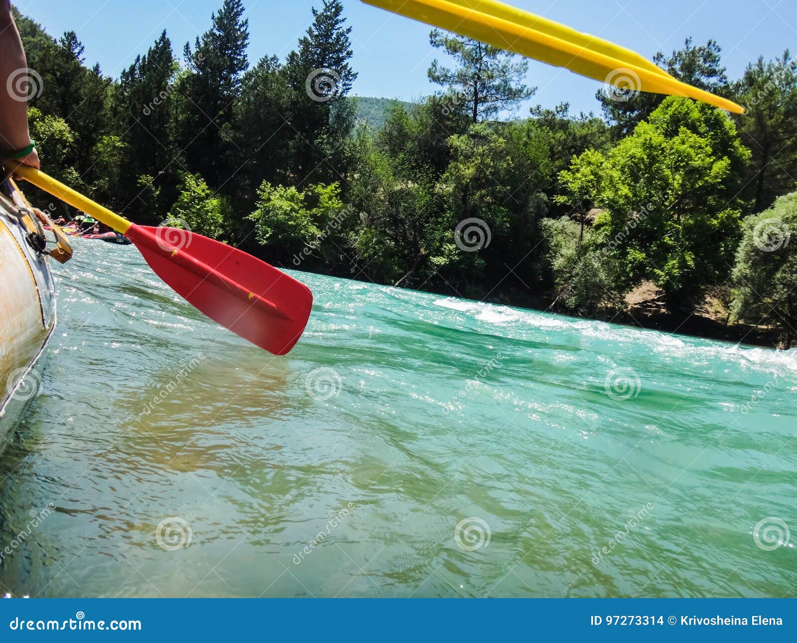Paddle, River and the Side of the Boat during Rafting Stock Photo ...