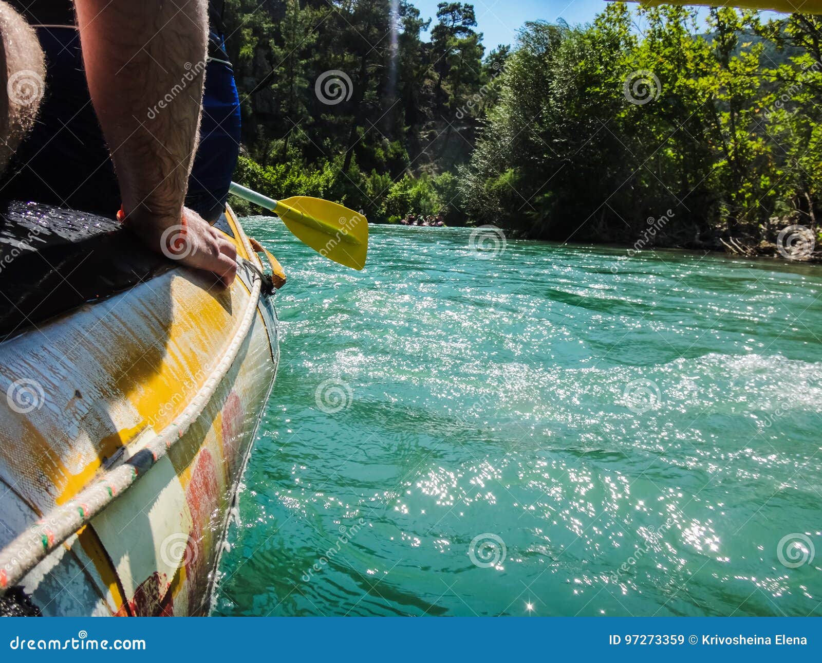 Paddle, River and the Side of the Boat during Rafting Stock Image ...