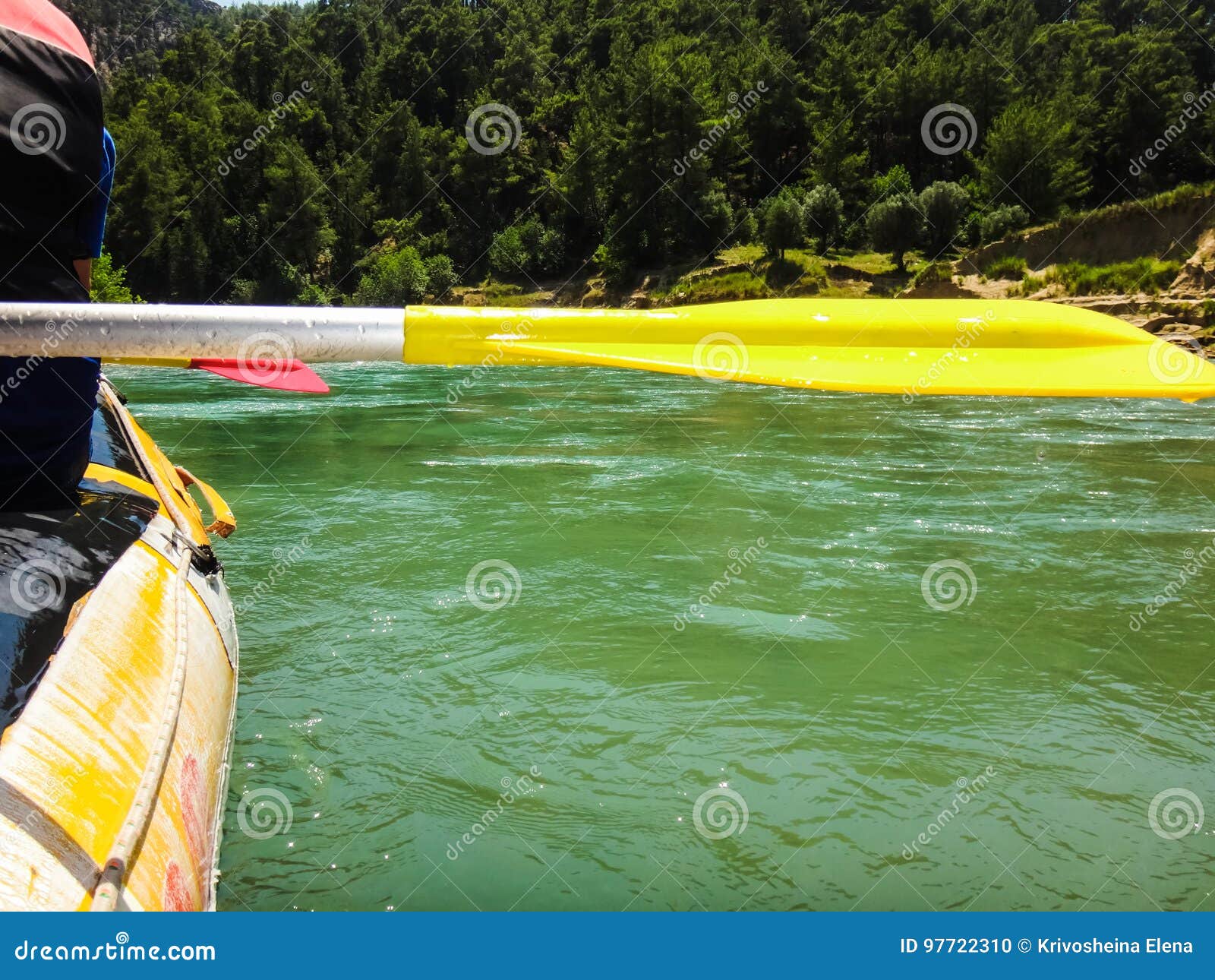 Paddle, River and the Side of the Boat during Rafting Stock Photo ...