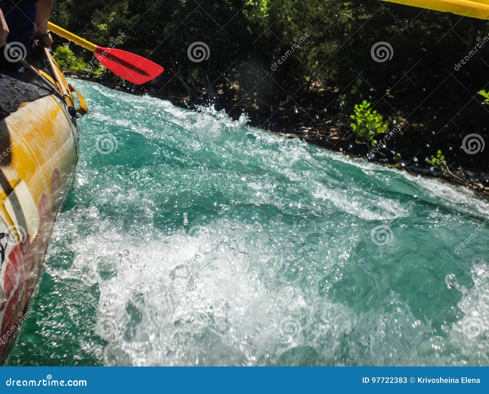 Paddle, River and the Side of the Boat during Rafting Stock Image ...