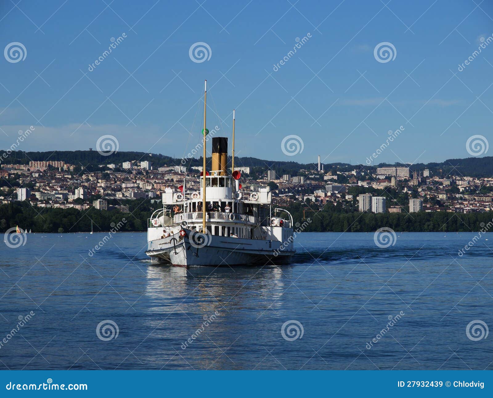 Steam Boat on Lake Geneva at Lausanne Stock Image - Image of ferry ...