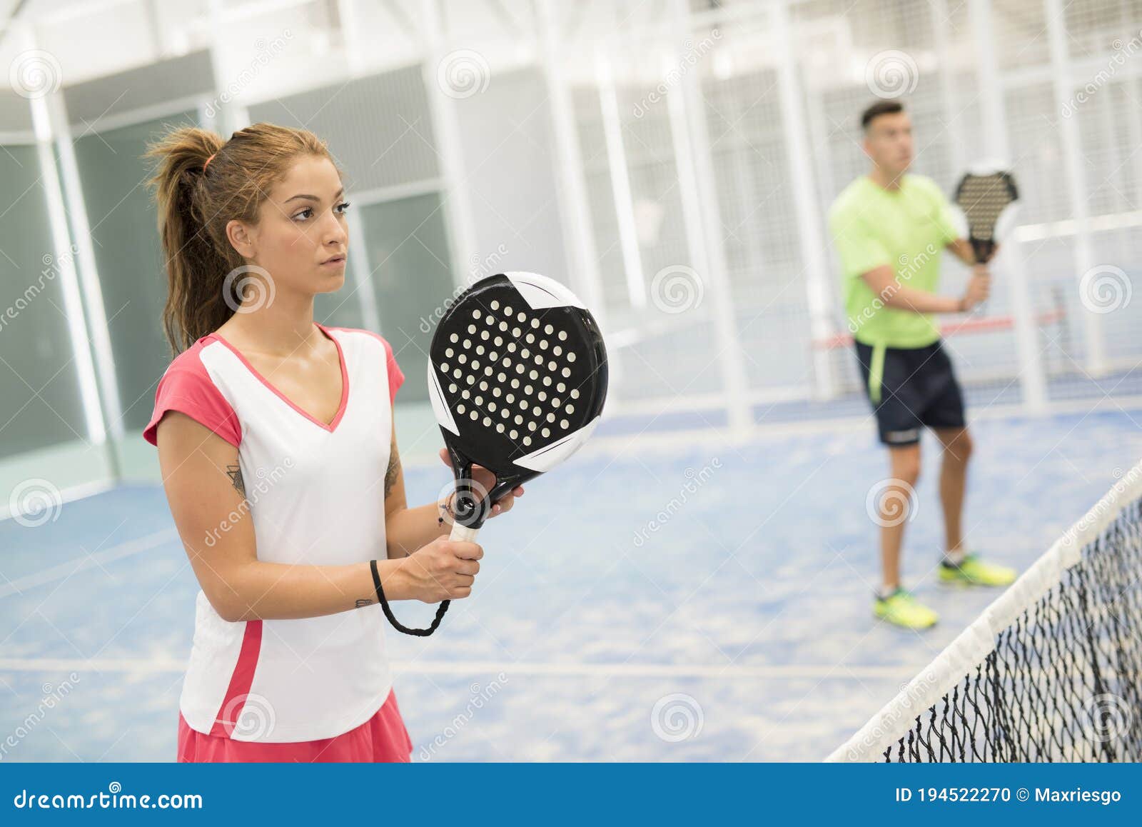 Paddle Tennis Couple Indoors Training Stock Photo - Image of tennis ...